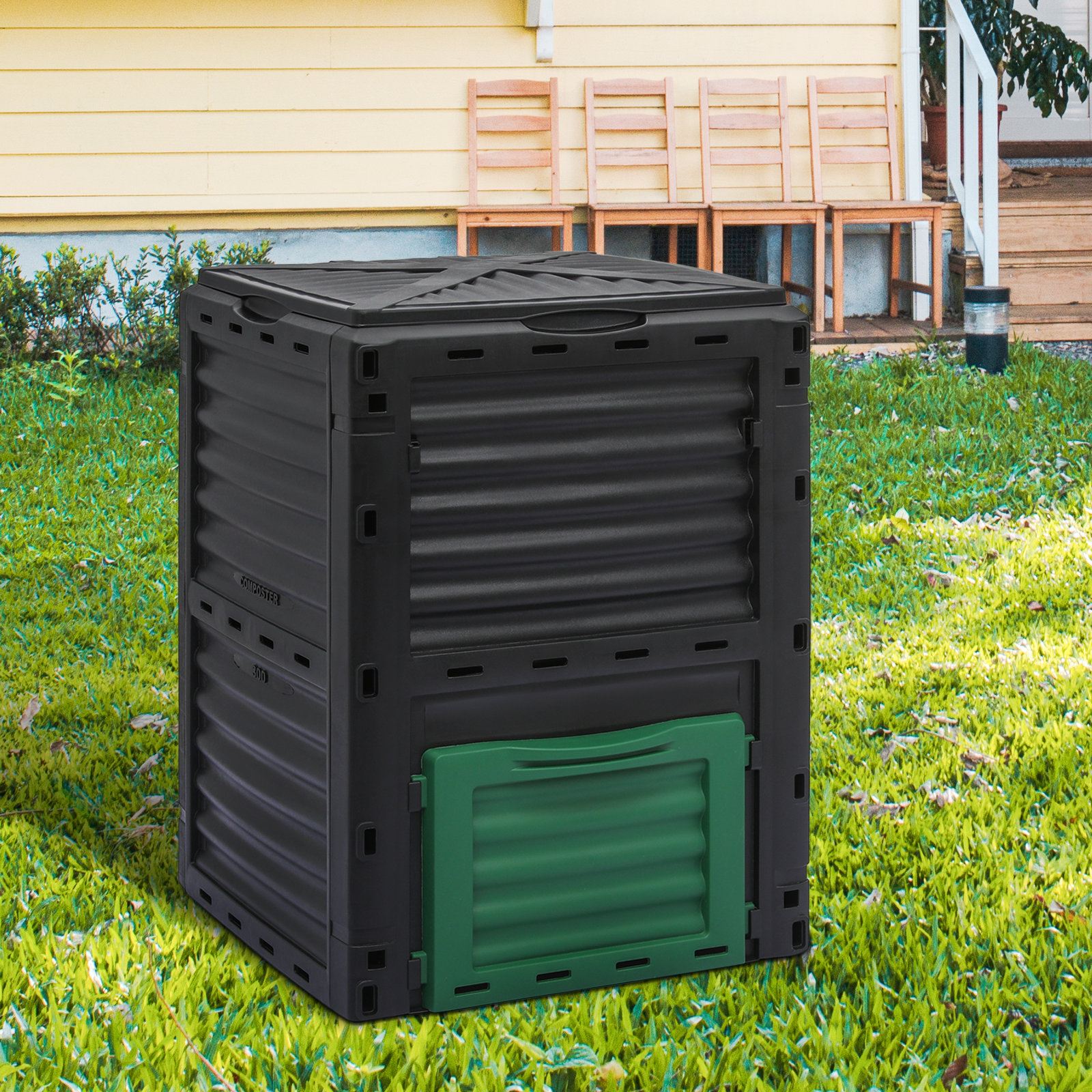 MoNiBloom 80 Gallon Outdoor Compost Bin, Composter Box with Gloves and ...
