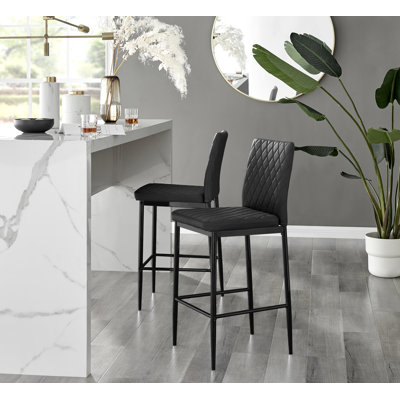 East Urban Home Morral Luxury Quilted Counter Breakfast Bar Stool ...
