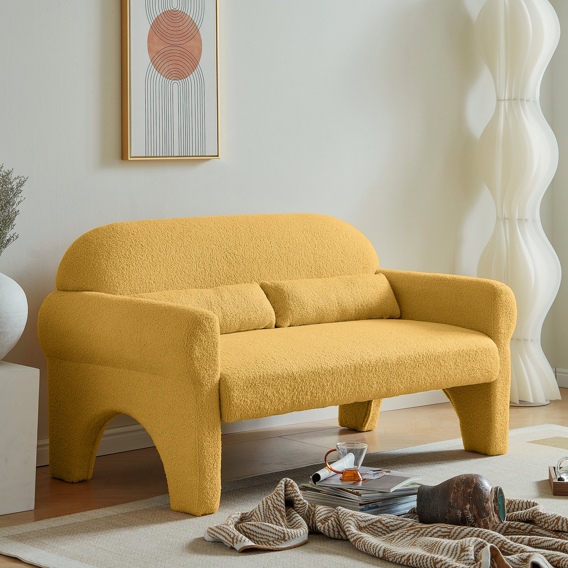 Wrought Studio™ Living Room Modern - 2 Seat With Lambswool, Lumbar ...