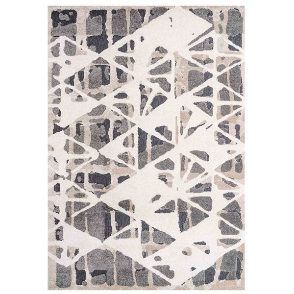 George Oliver Bloxom Abstract Hand Woven Grey Area Rug | Wayfair.ie