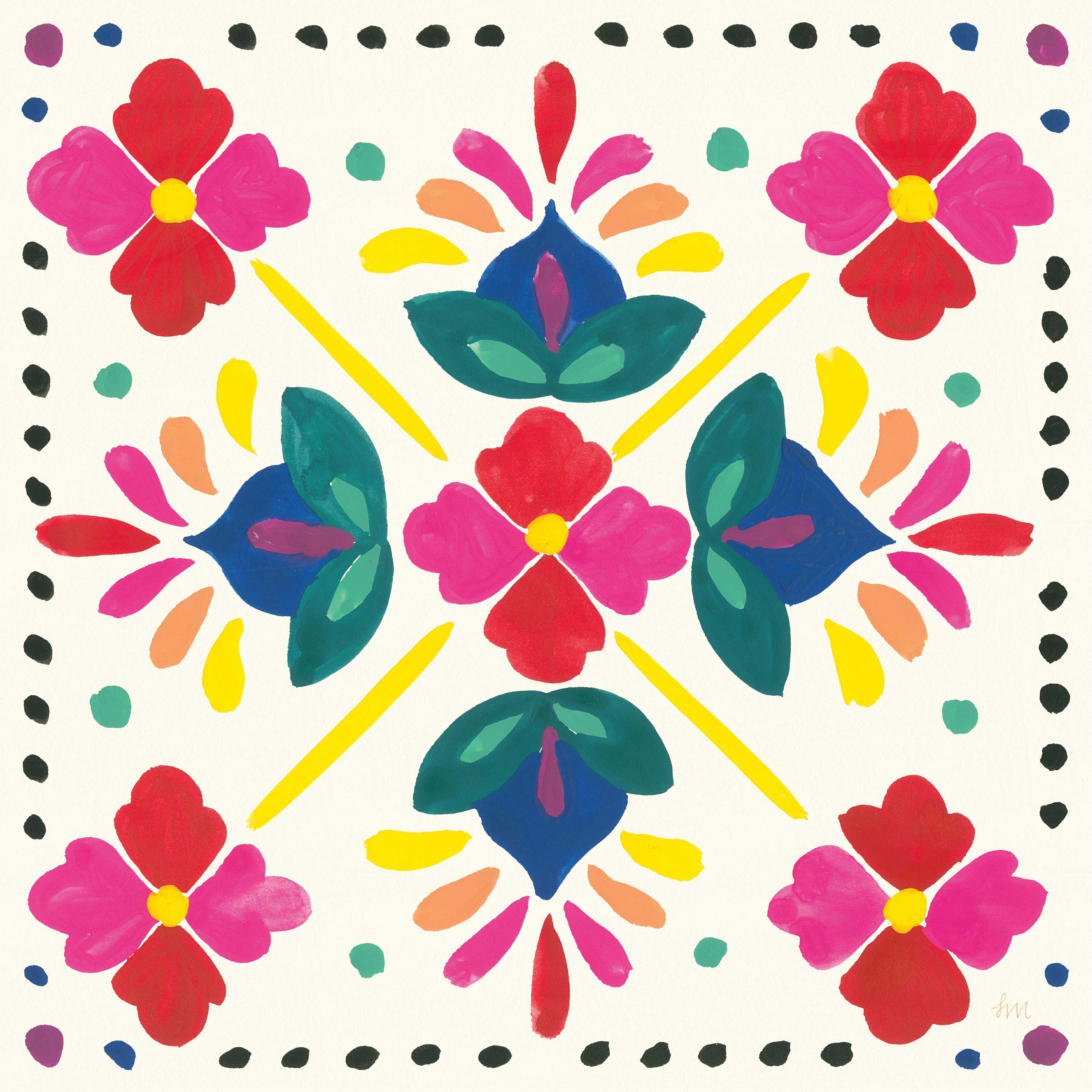 Red Barrel Studio® Floral Fiesta White Tile I | Wayfair