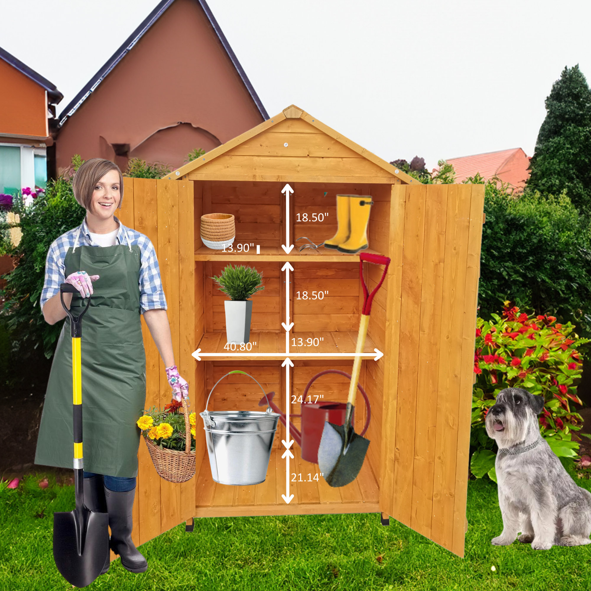 Dazzle Hives WOODEN SHED Natural for backyard garden big spire Tool ...