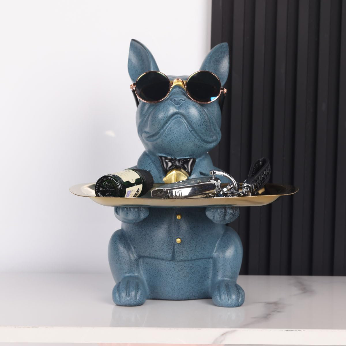 Stock Preferred Blue Modern Resin Bulldog Tray | Wayfair