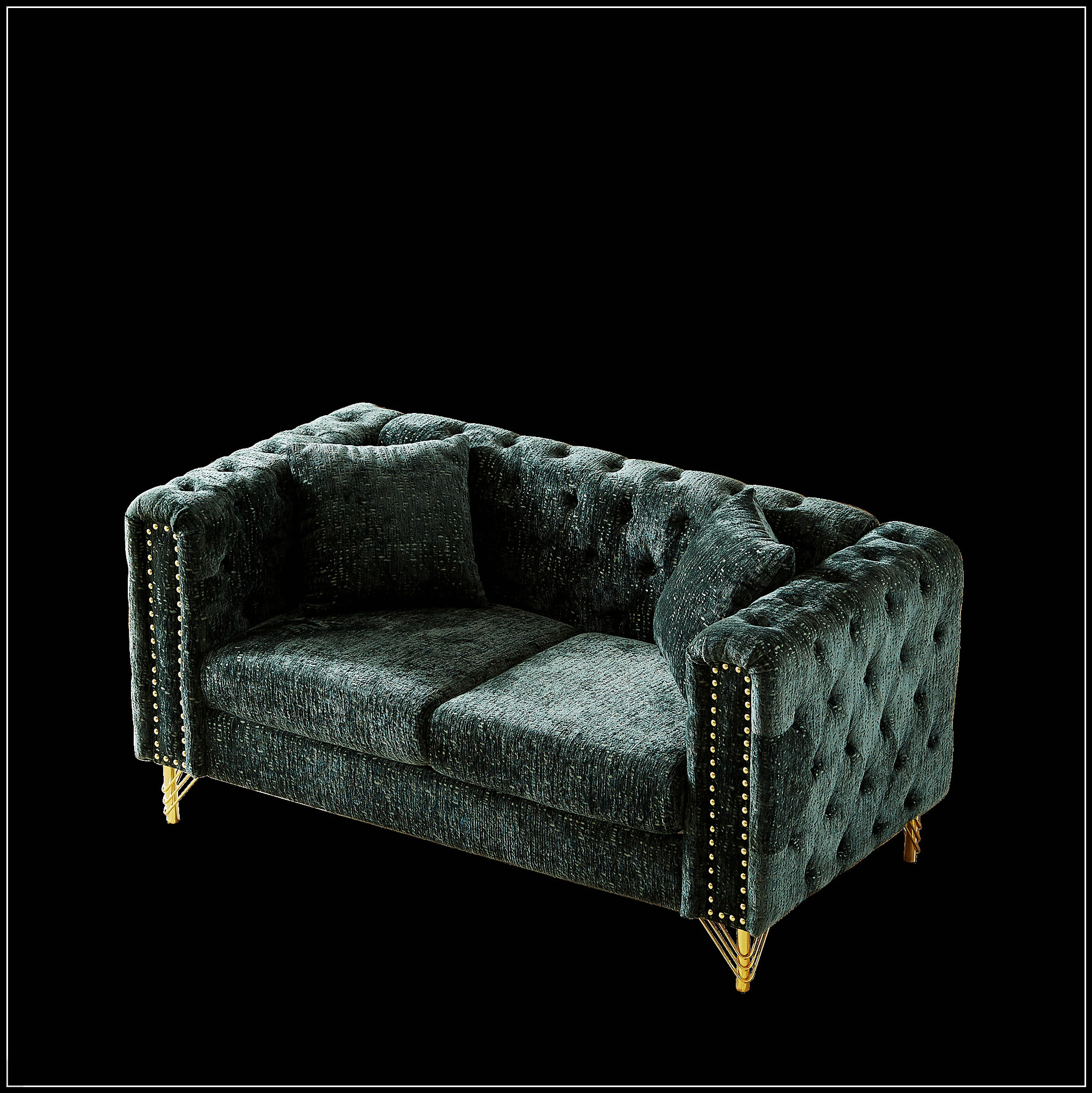 Winston Porter 60-Inch Chenille Pull Buckle Design Sofa For Living Room ...