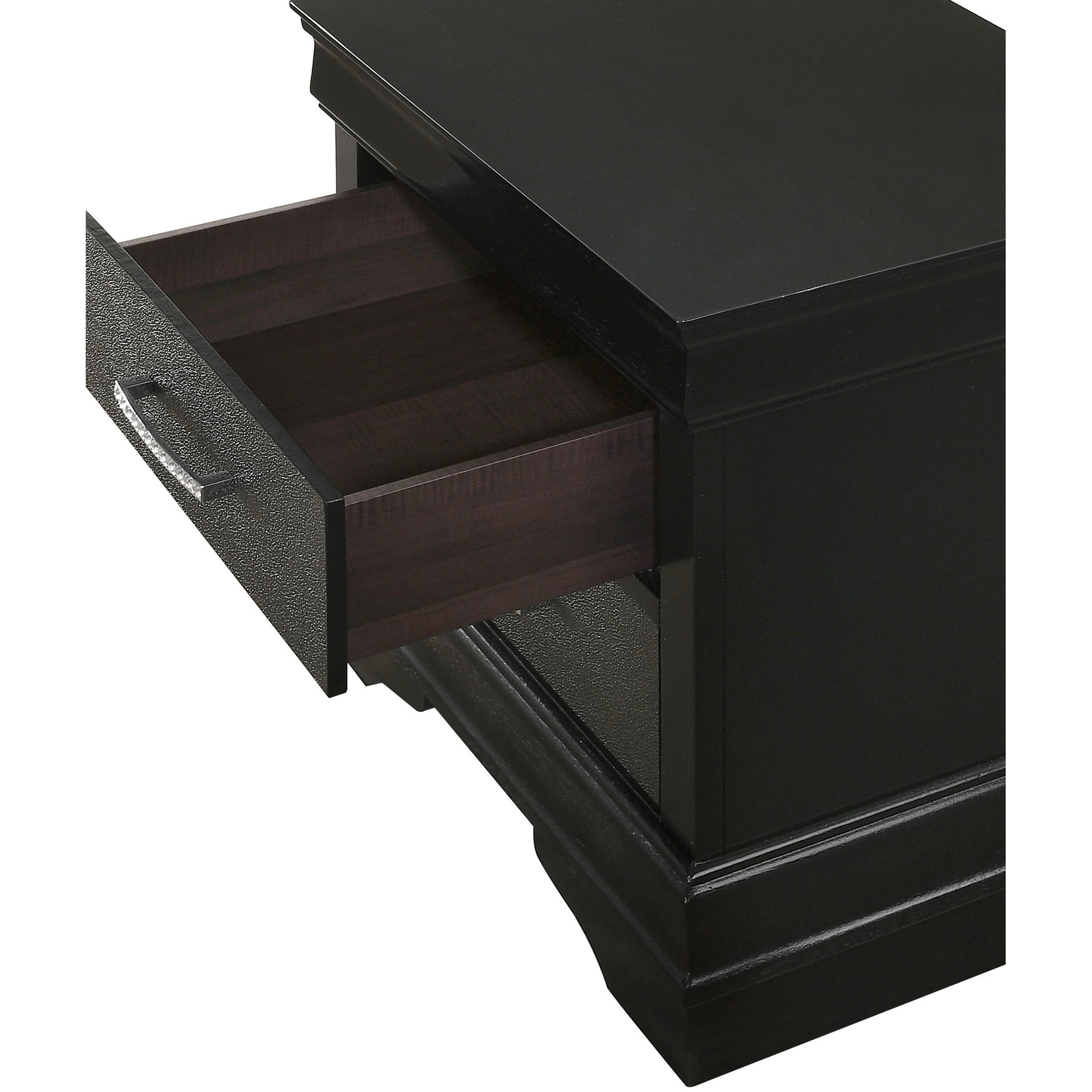 Latitude Run® Modern Two Drawers Nightstand In Black, Solid Wood, Style ...
