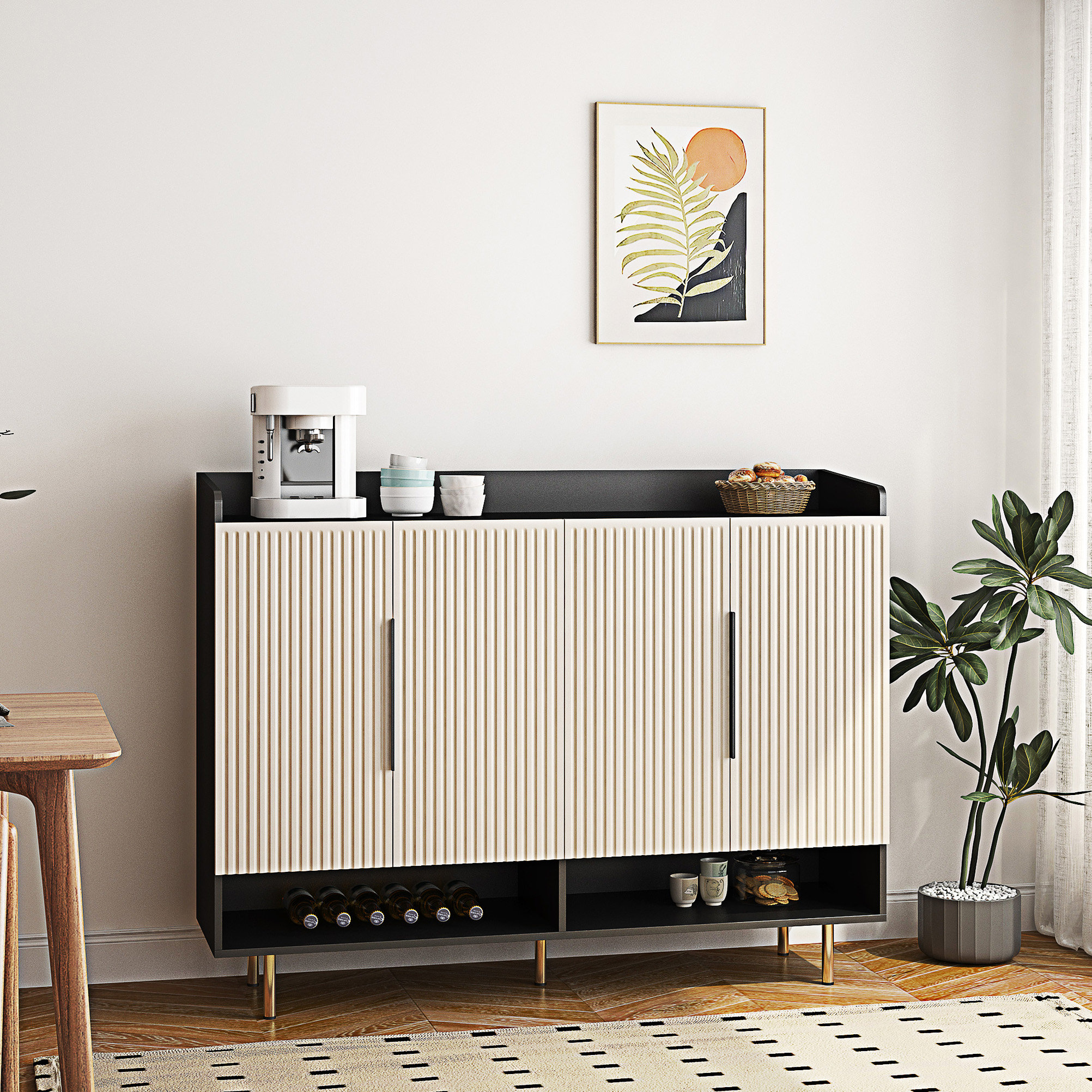 Hokku Designs Sideboard,Shoe Cabinet With 4 Doors Large Modern Shoe ...