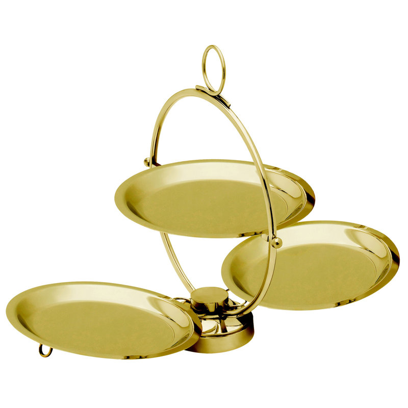 Godinger Silver Art Co Round Gold Foldable Tiered Serving Stand | Wayfair