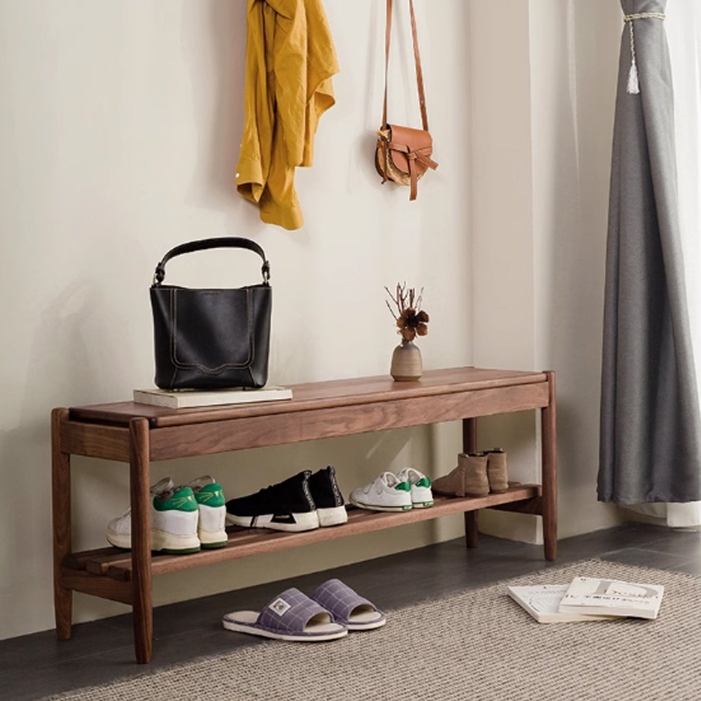 L Entrance Shoe Stool Simple bedside bench entry bench solid wood shoe ...