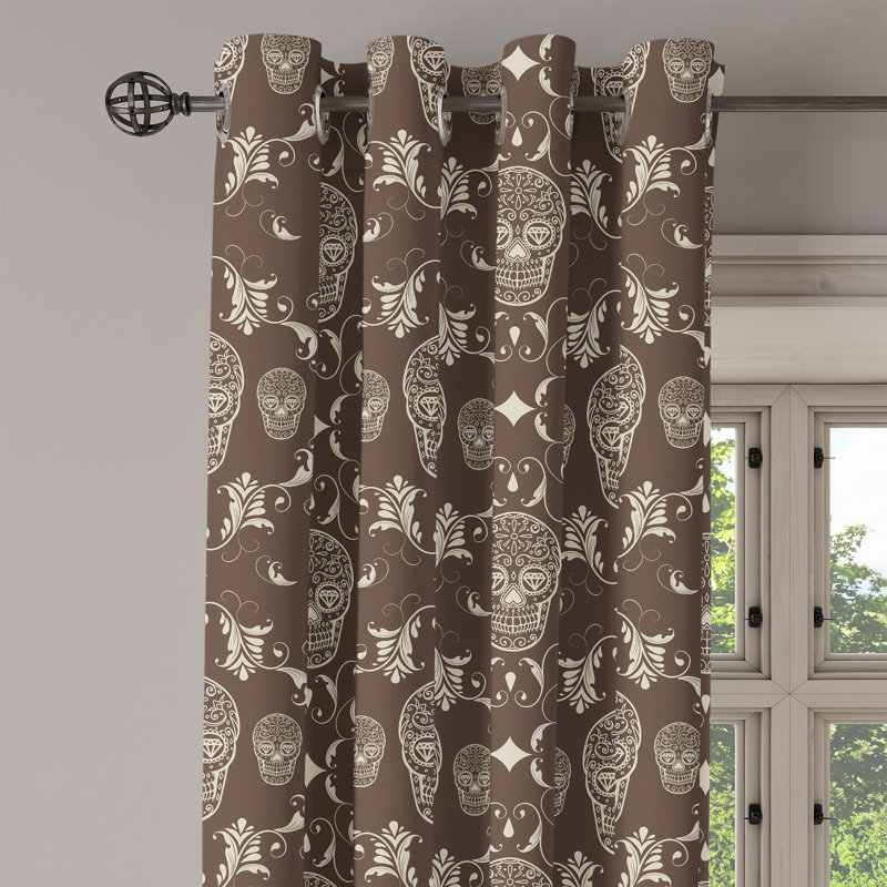 Astoria Grand Gothic Grommet Curtain Retro Rococo Skull Pattern Pale ...