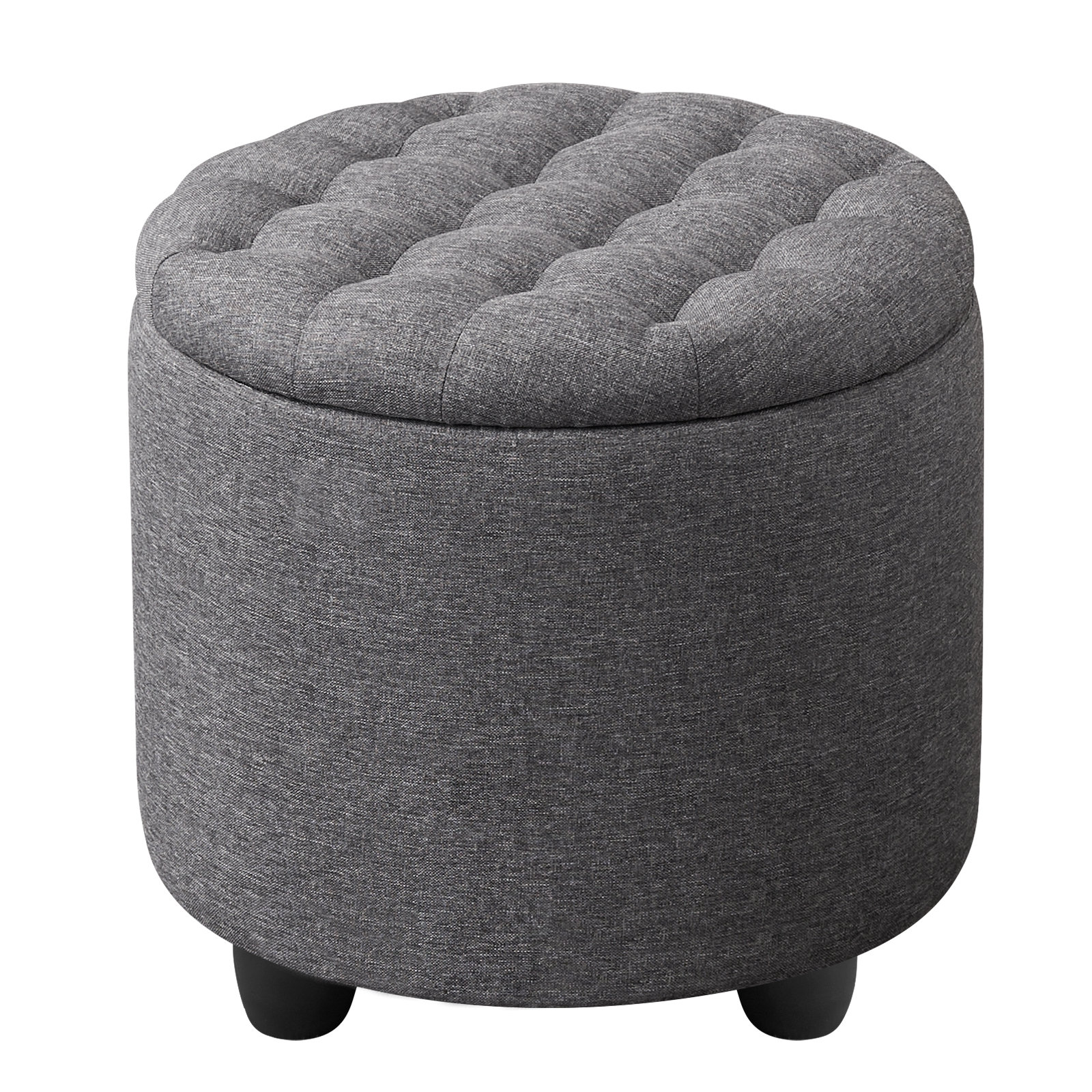 Latitude Run® Modern Button Tufted Round Storage Ottoman Footstool with ...