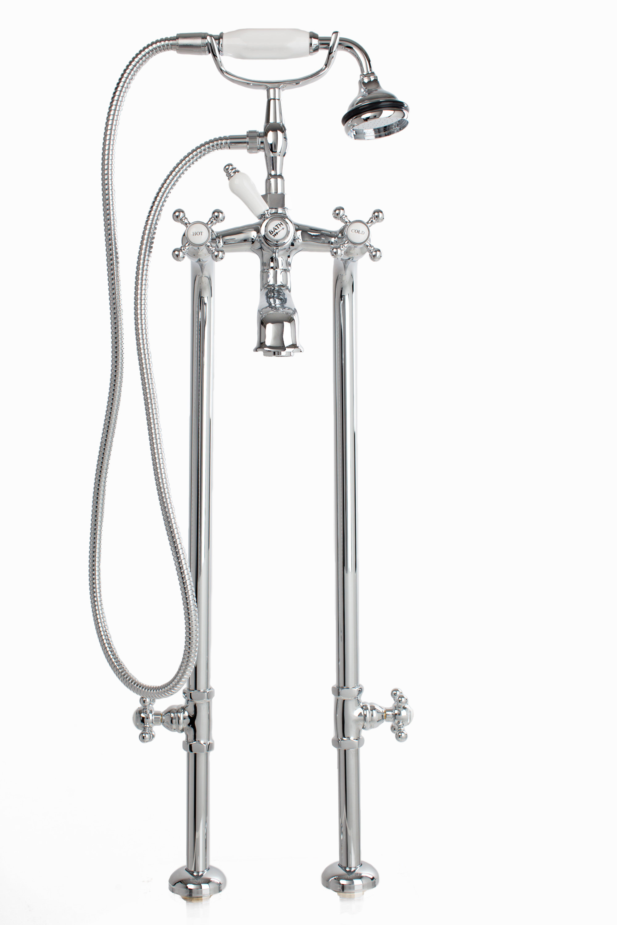 Cheviot Products Four Handle Floor Mounted Clawfoot Tub Faucet Trim ...