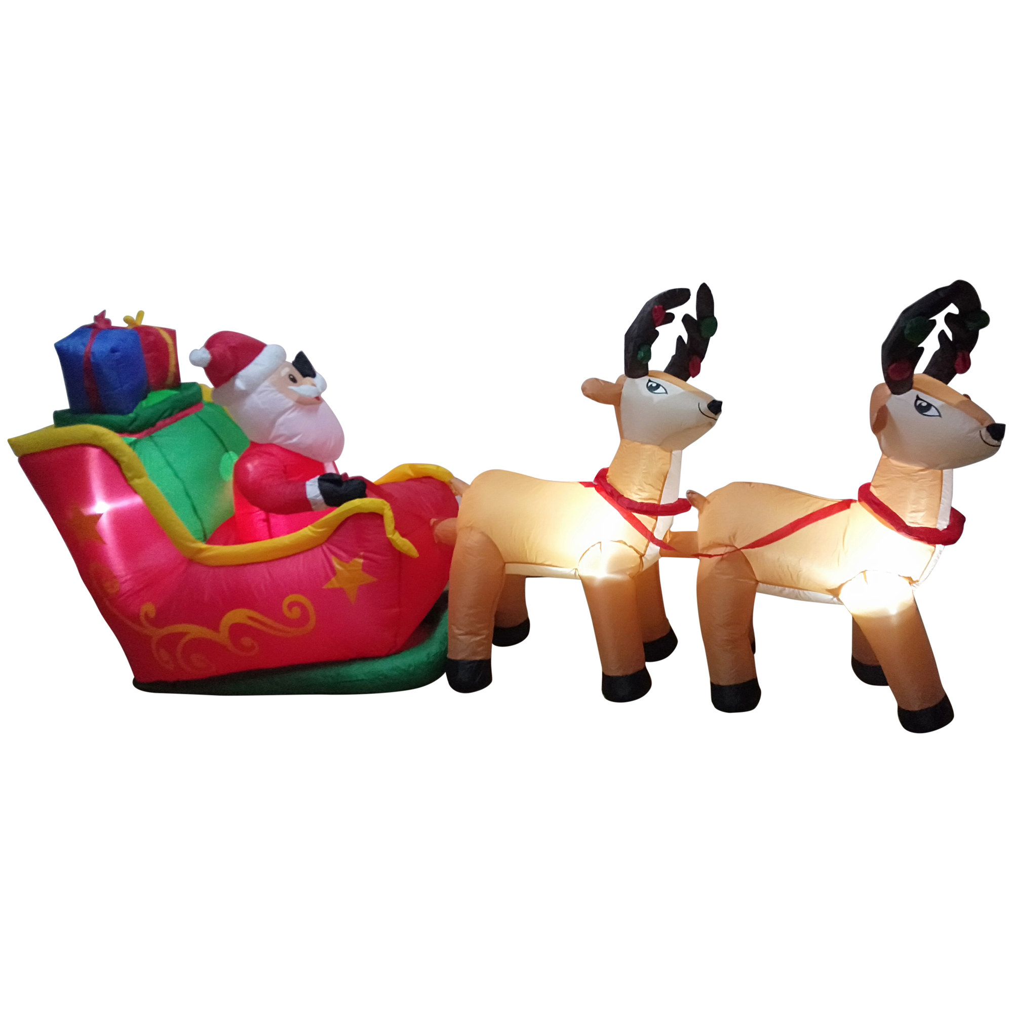 Northlight 8' Inflatable Santa's Sleigh and Reindeer Outdoor Christmas ...