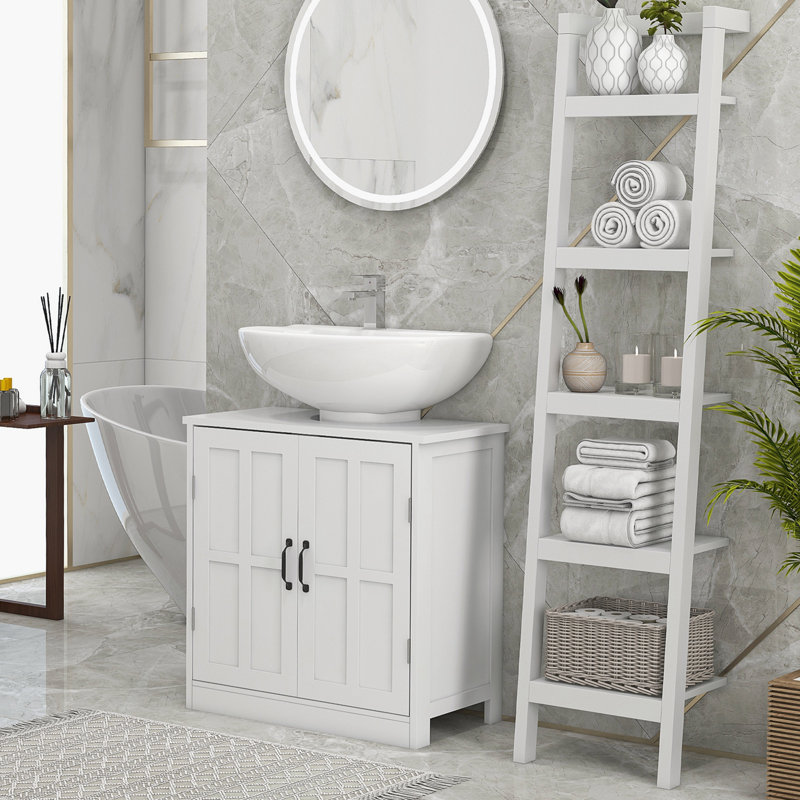 BOSTINS Bathroom Cabinet, Pedestal Vanity Cabinet with Adjustable Shelf ...