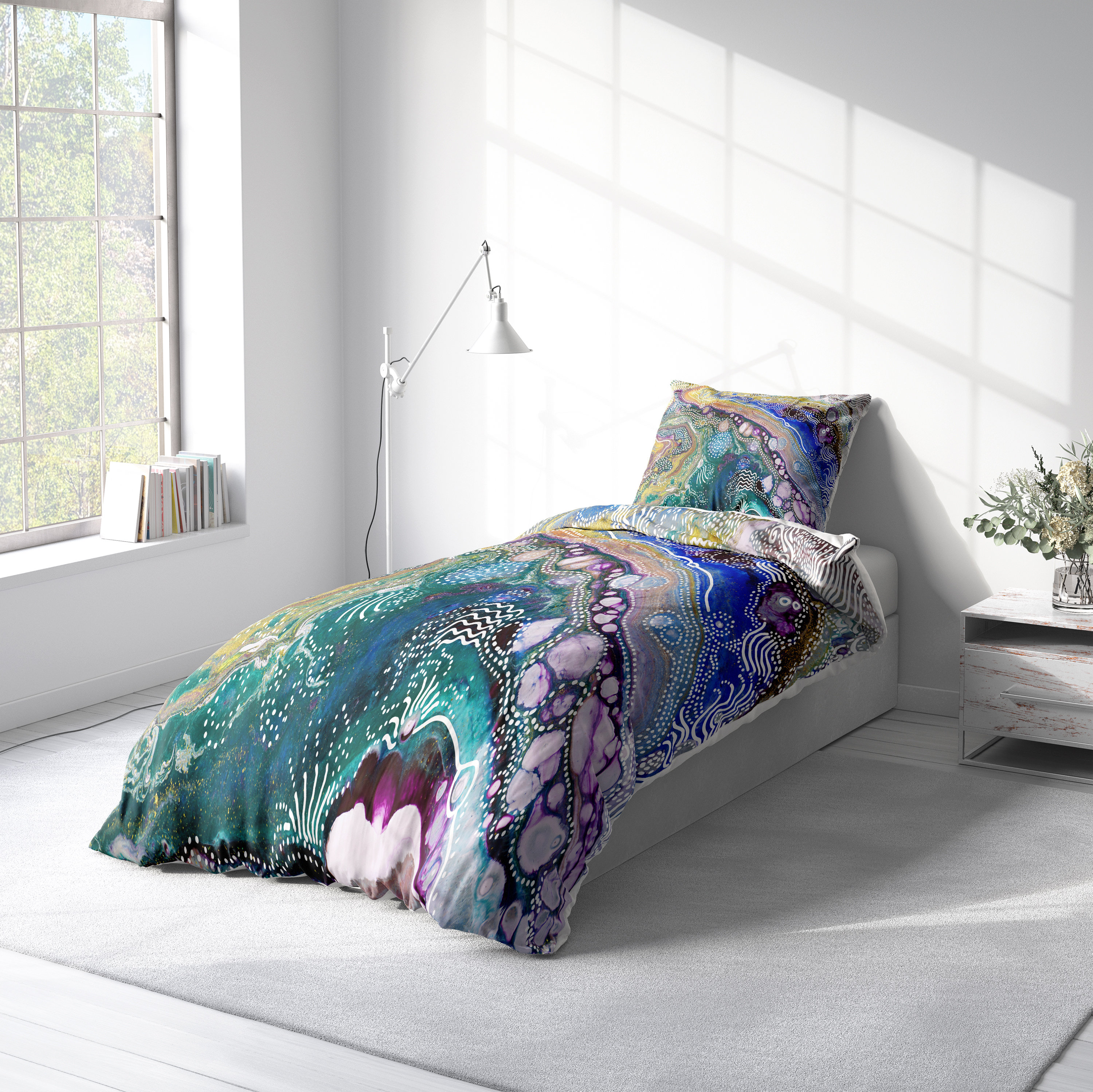 Folk N Funky Mix Patterns And Colours Duvet Cover Set With Curtains ...