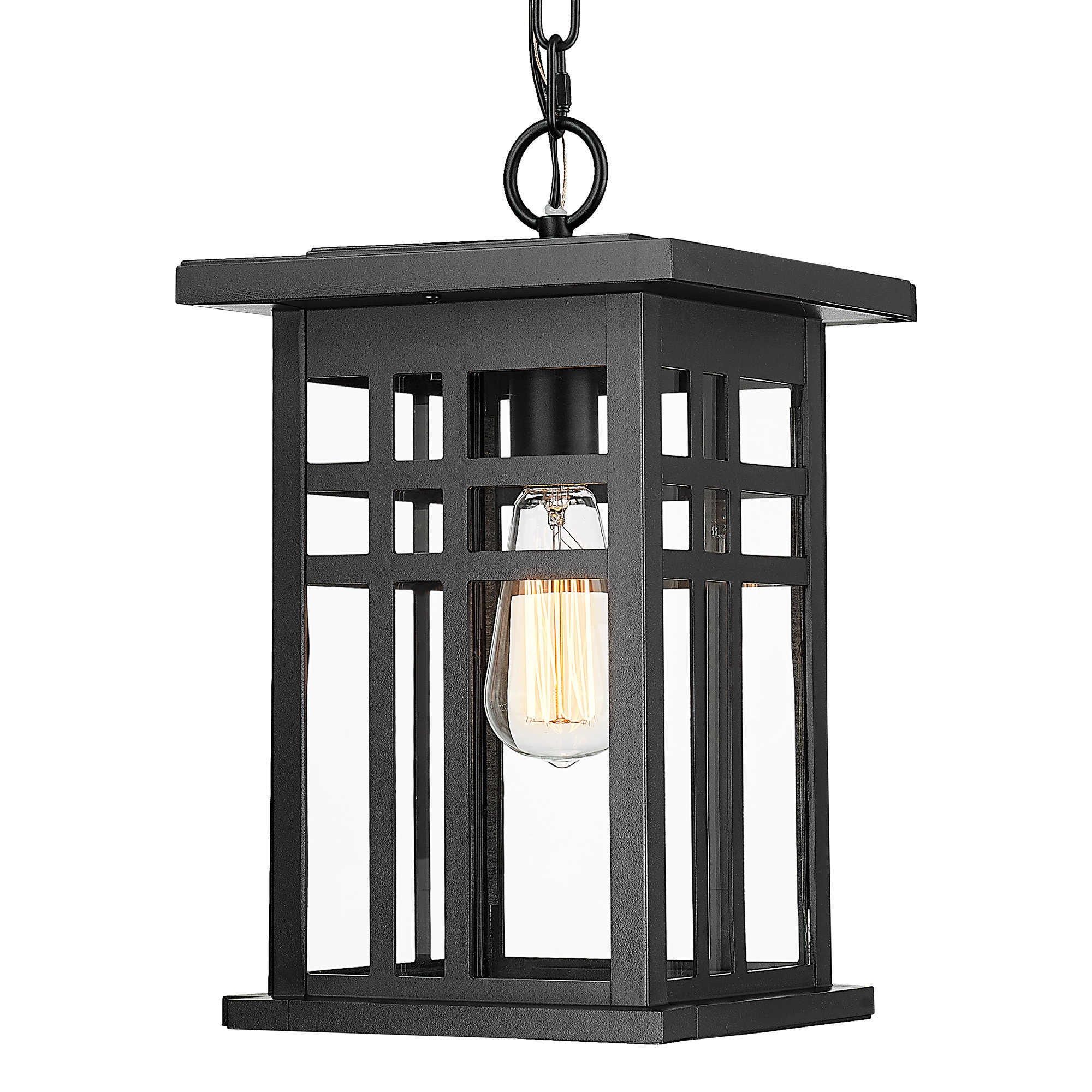 Lark Manor™ 14.7” Outdoor Hanging Light Black Finish Farmhouse Clear ...