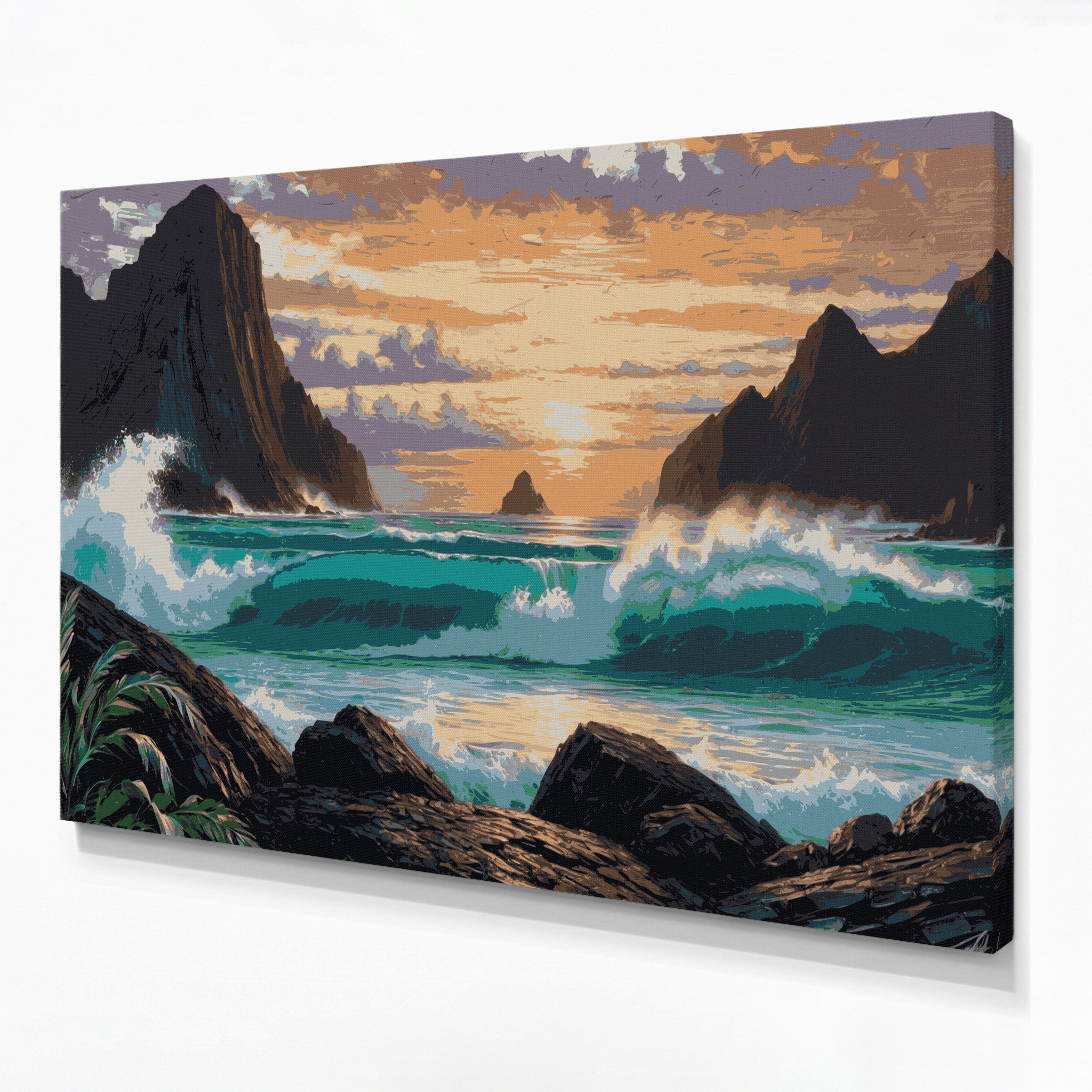 Bay Isle Home™ Hawaiian Rock Formations Black Canvas Wall Art | Wayfair