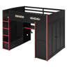 Ivy Bronx Full Size Loft Bed with Desk, Wardrobe, Storage & RGB LED ...