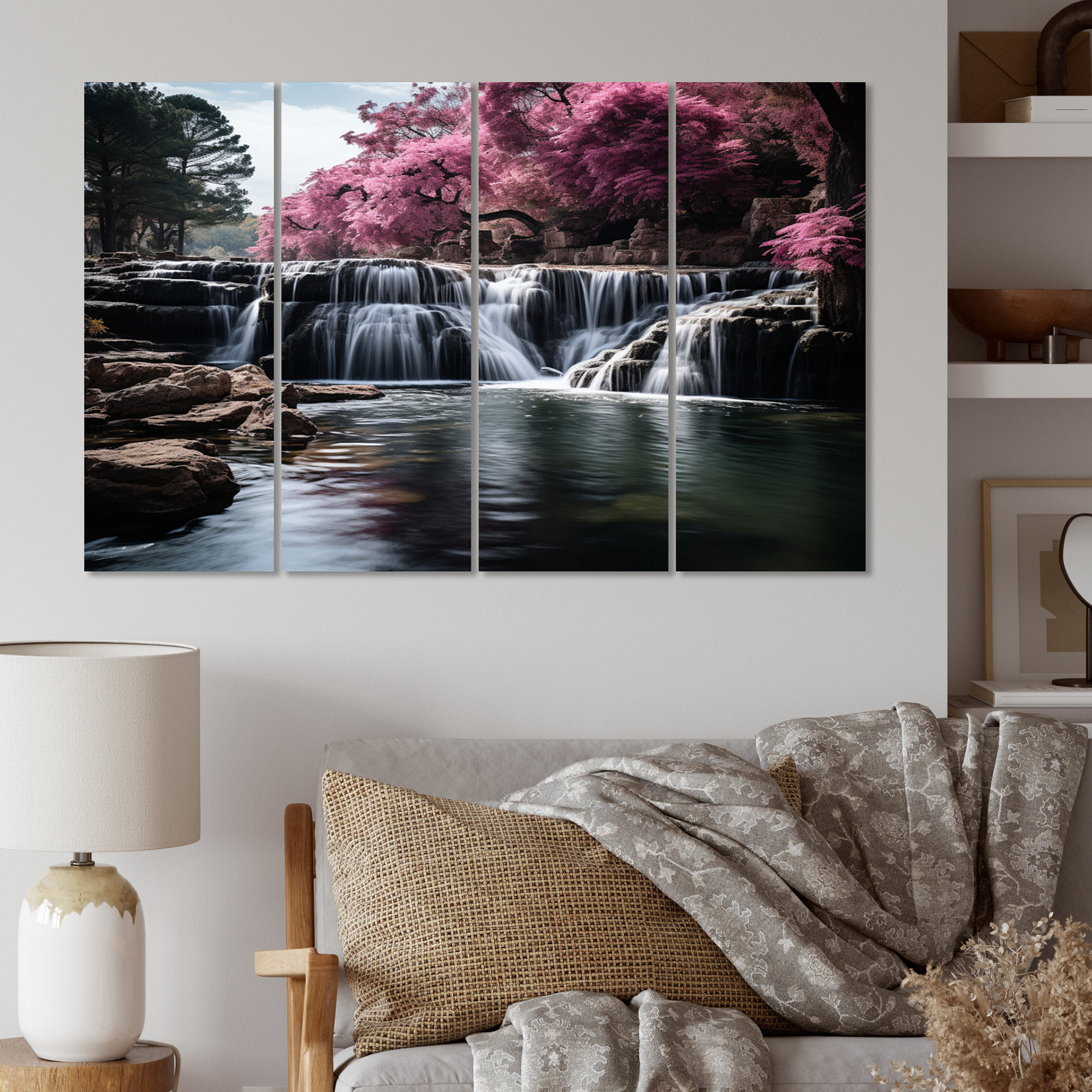 Loon Peak® Pink Grey Waterfall Muted Splendor - Landscapes Metal Wall ...
