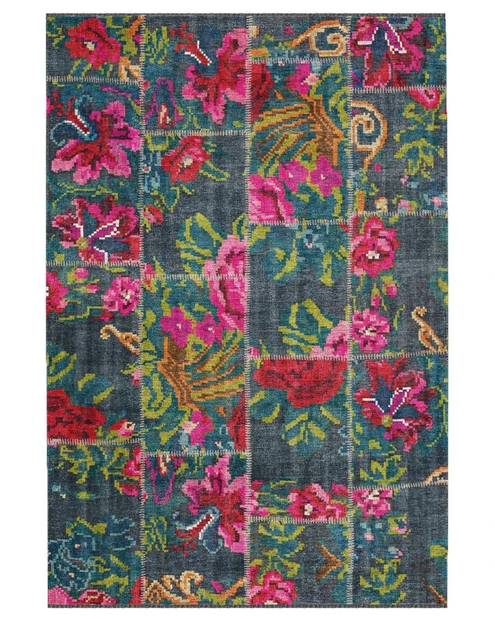 Bungalow Rose Greeves Floral Patchwork Multicolored Pink Machine Woven ...