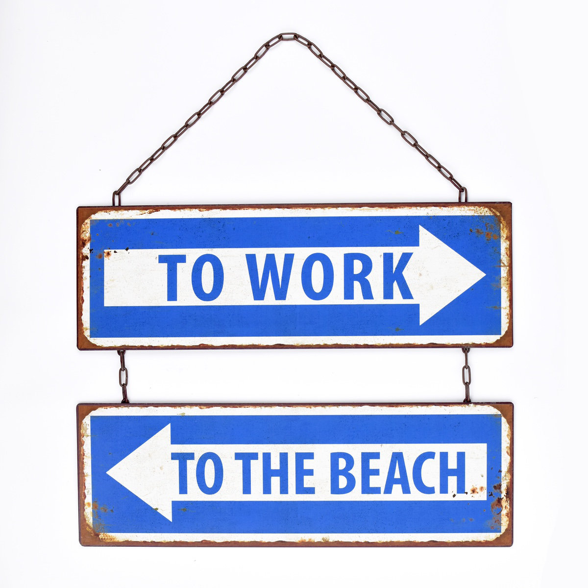 Highland Dunes Metal To Work Beach Tin Arrow Sign Nautical Ocean ...