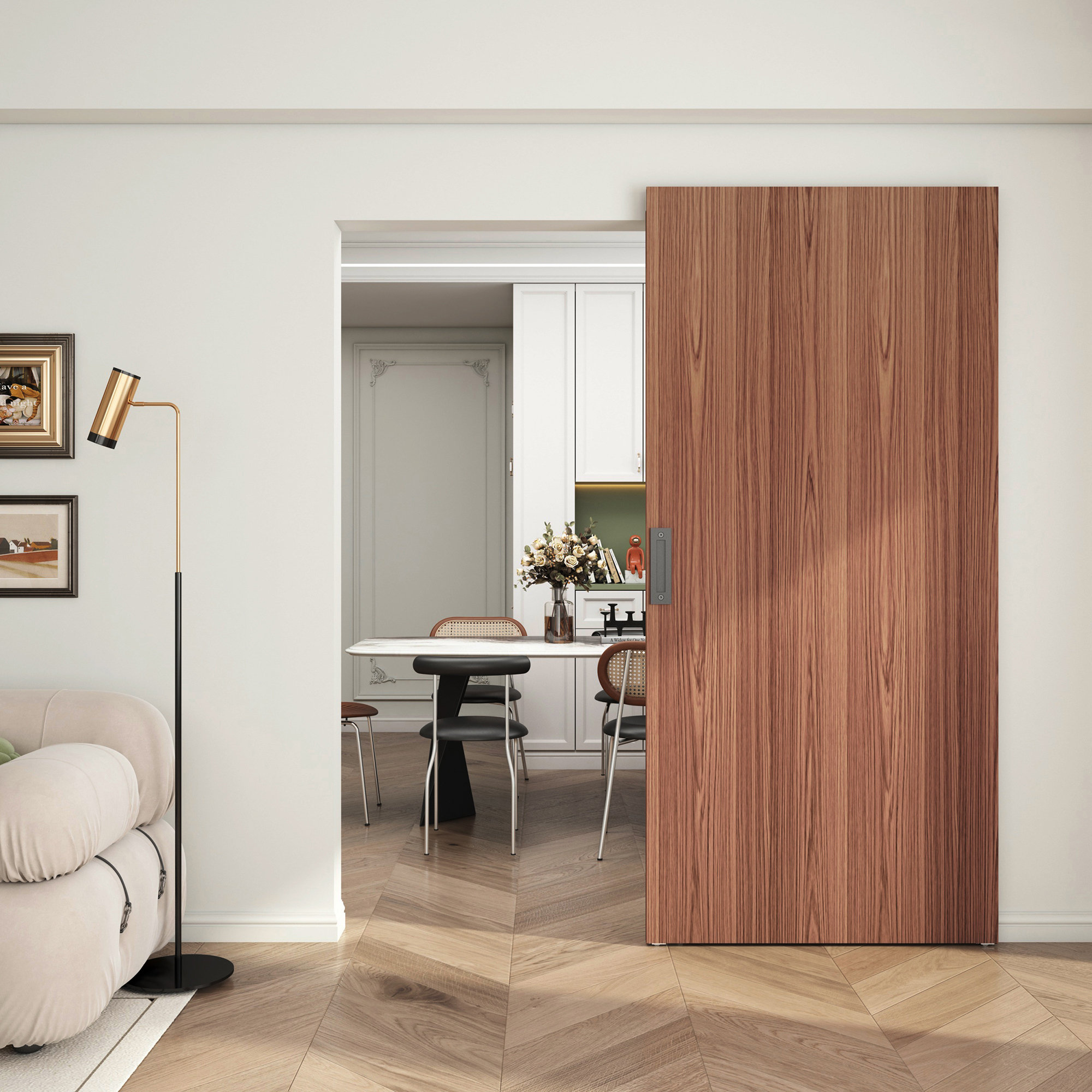 JUBEST Concealed/Invisible Magic Sliding Barn Doors With Installation ...