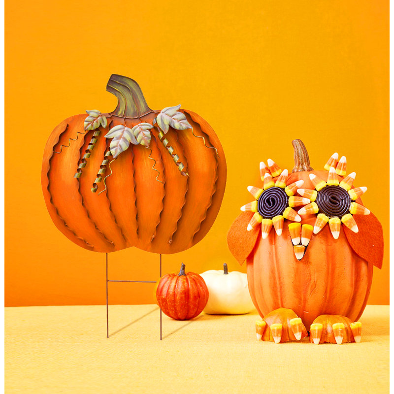 The Holiday Aisle® Metal Yard Sign with Autumn Harvest Thanksgiving ...