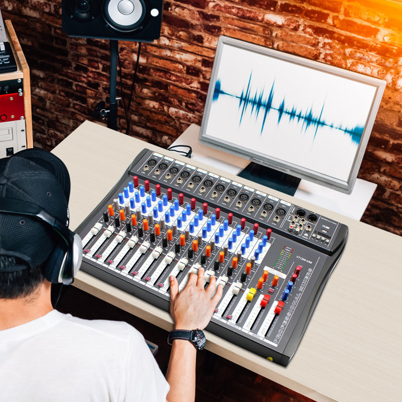 YYBUSHER 12 Channel Mixing Console Audio Mixer DJ Controller ...