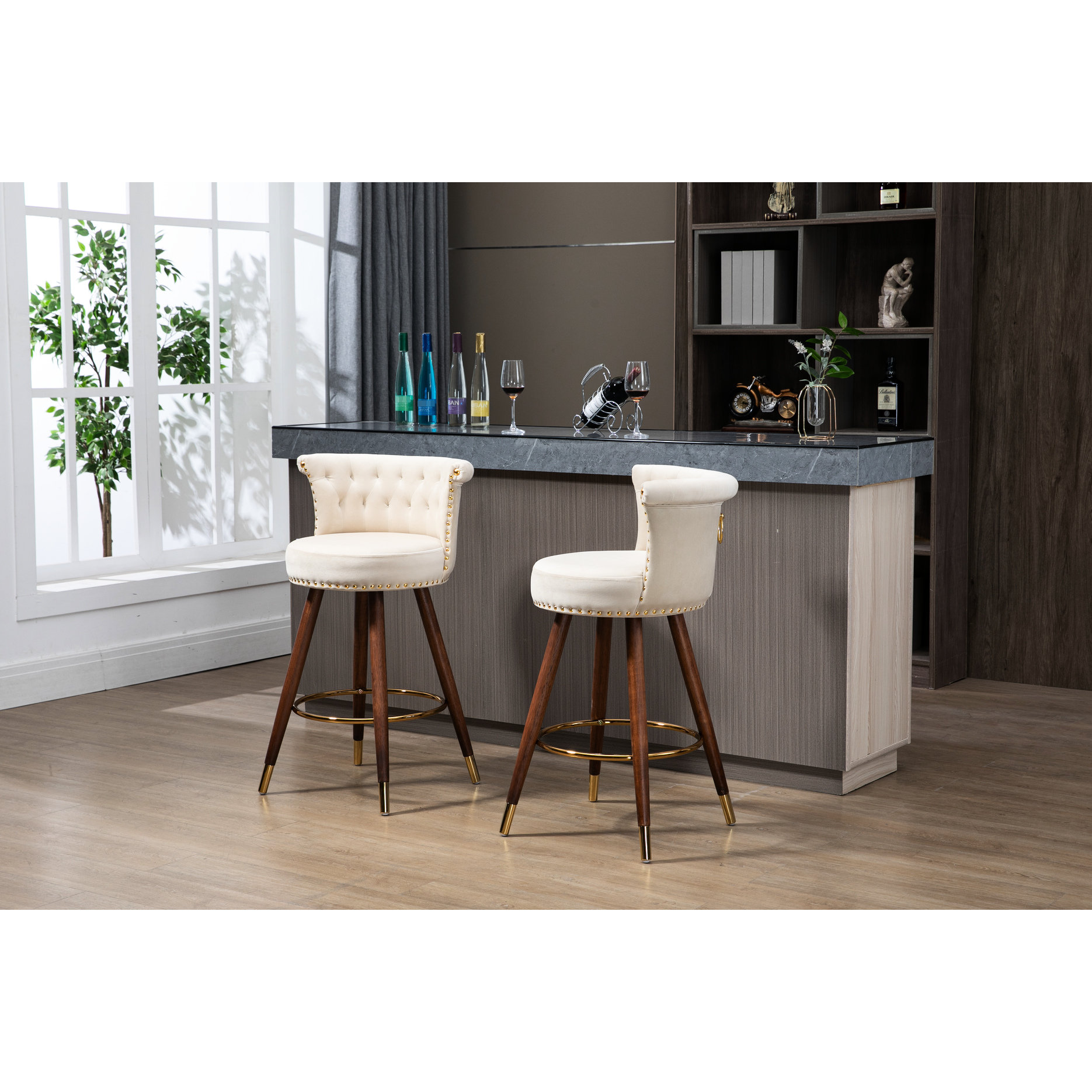 Rosdorf Park Swivel Bar Stools With 360-degree Fixed Height. And Footrest For Unparalleled ...