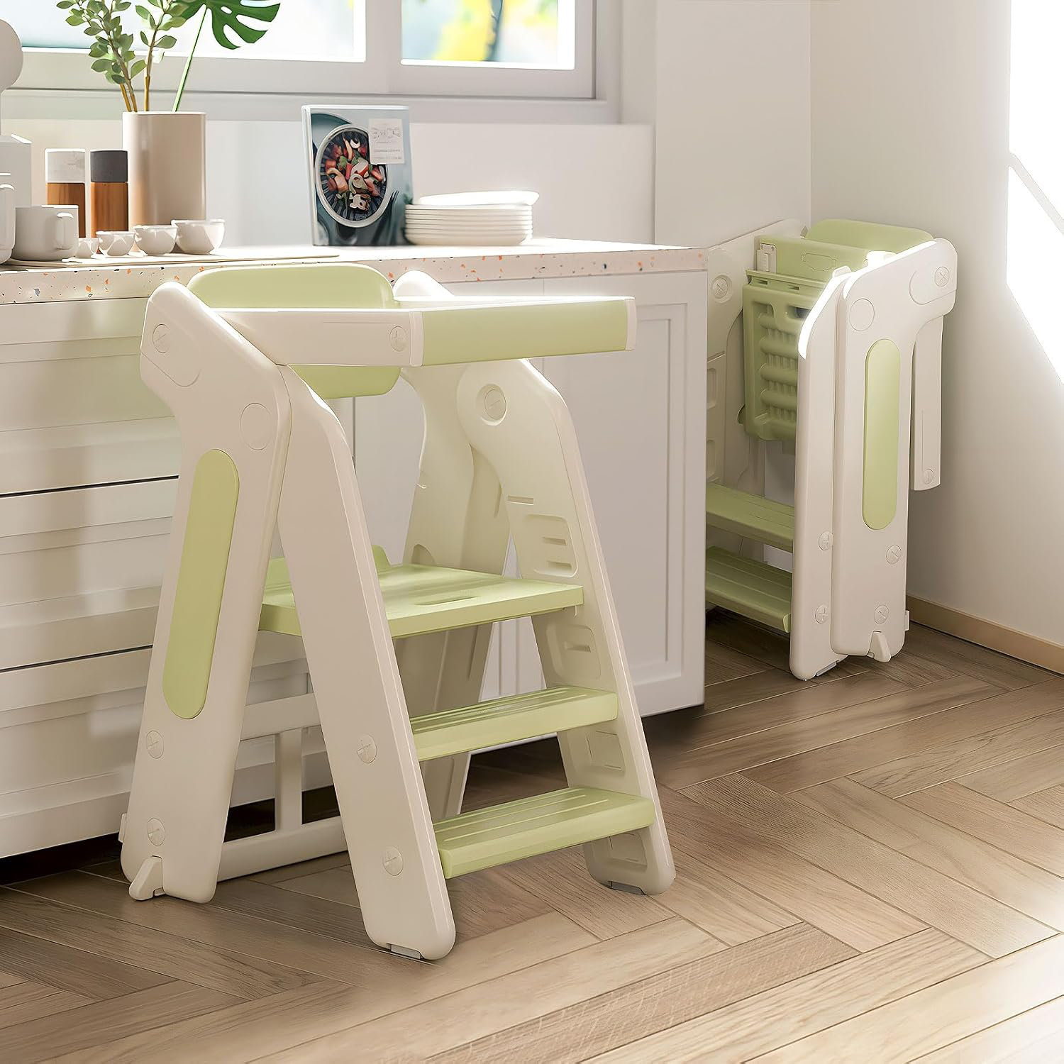 Harriet Bee Toddler Tower Kitchen Stool Helper,Foldable/Adjustable ...