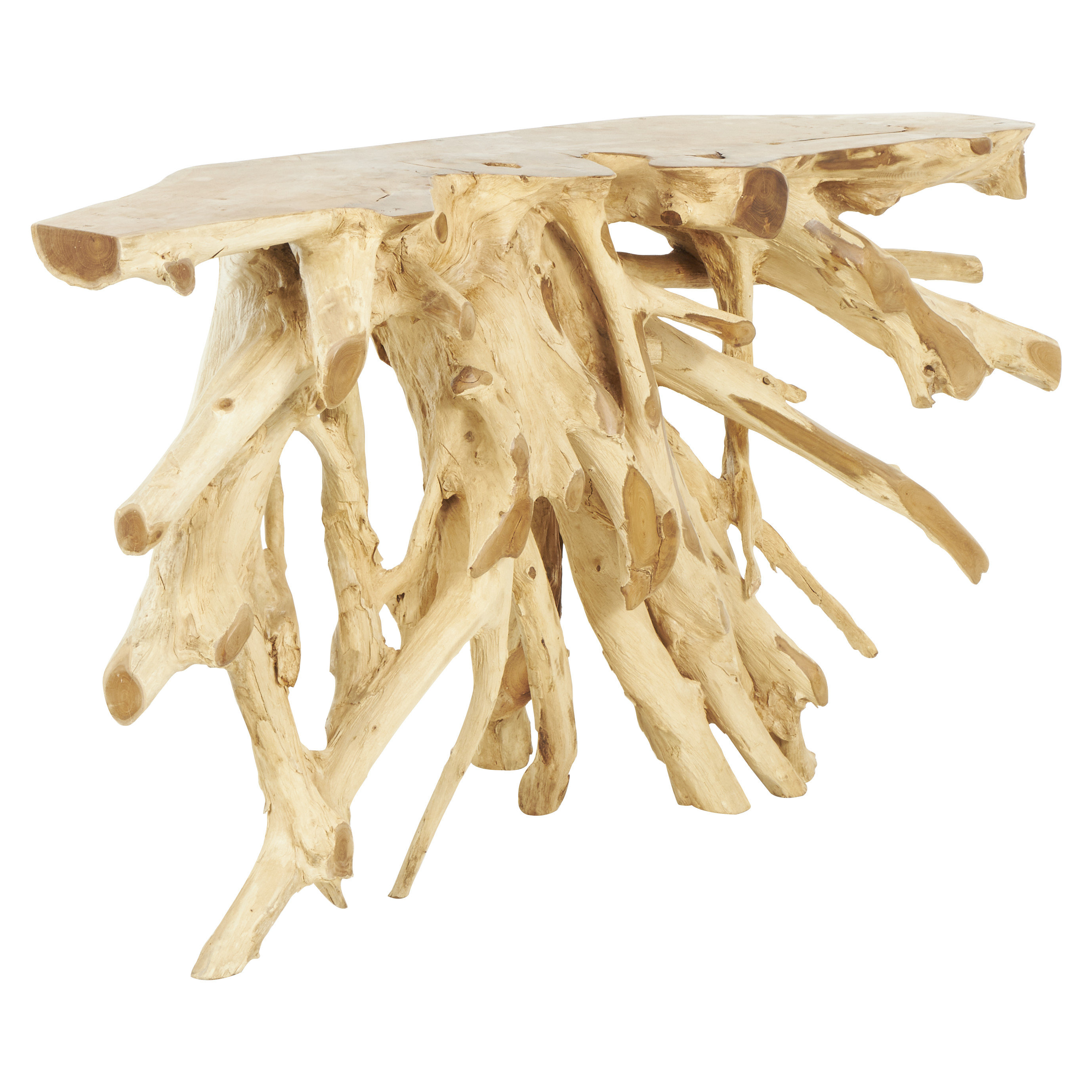 Millwood Pines Cole And Grey Teak Wood Handmade Live Edge Tree Trunk ...