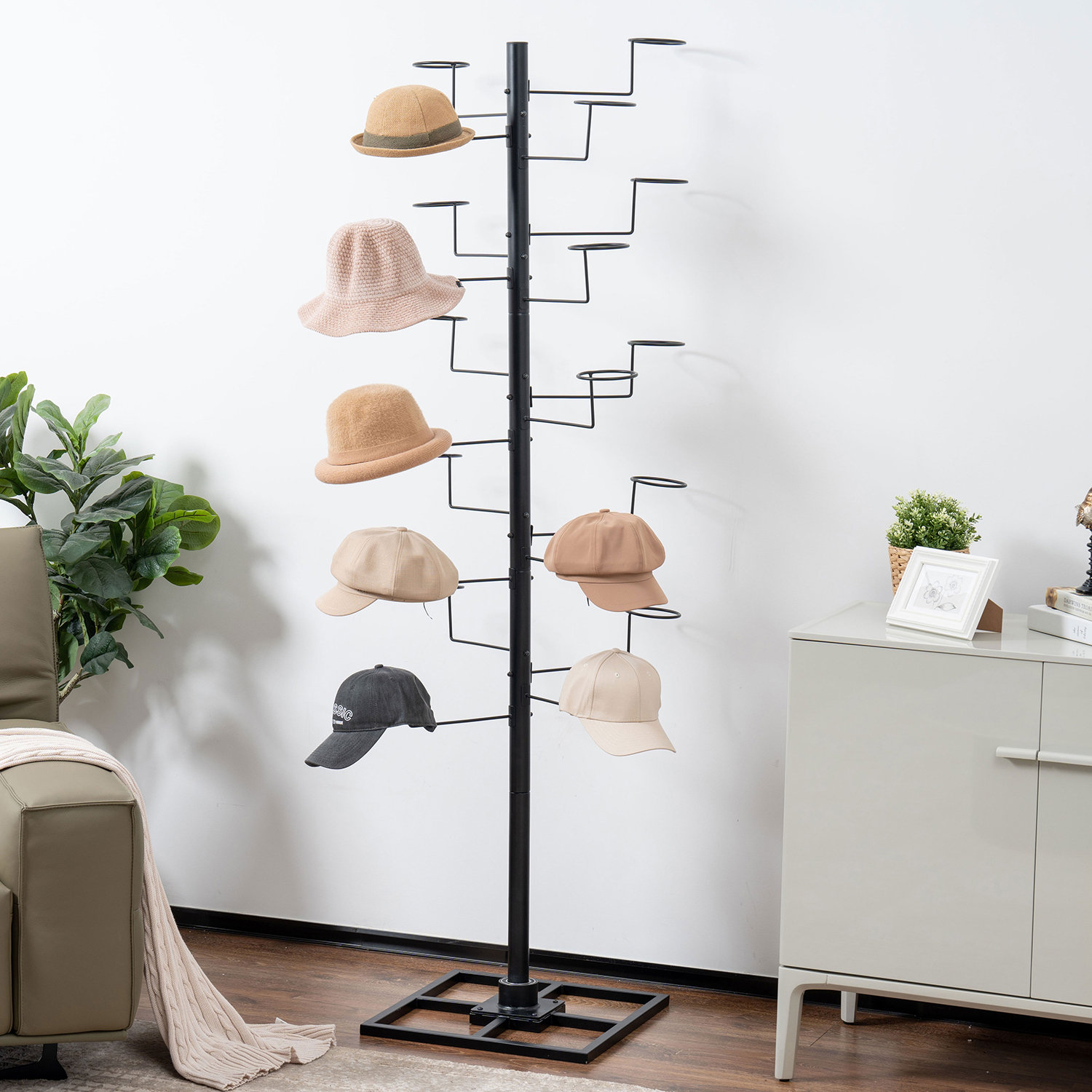 Rebrilliant Lucas-Lee 20 - Hook Freestanding Coat Rack in Black | Wayfair