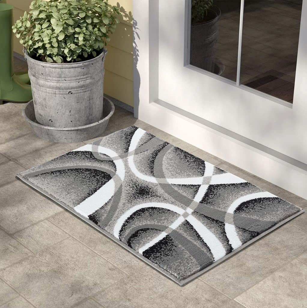 Wrought Studio™ 2x3 Grey Door Mat, ModernSwirlsCarpet forBedroom,Living ...