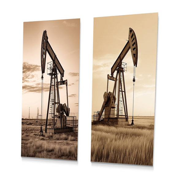 Gracie Oaks Sepia Oil Drilling Rig Fields Horizon - Oil Rigs / Fields ...