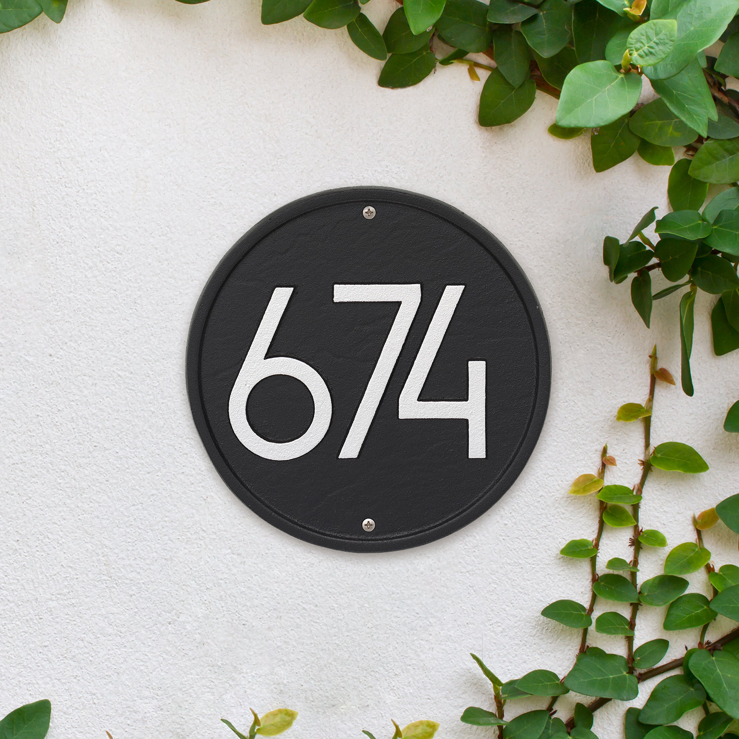 Whitehall Products Round Modern Personalized 1-Line Wall Address Plaque ...