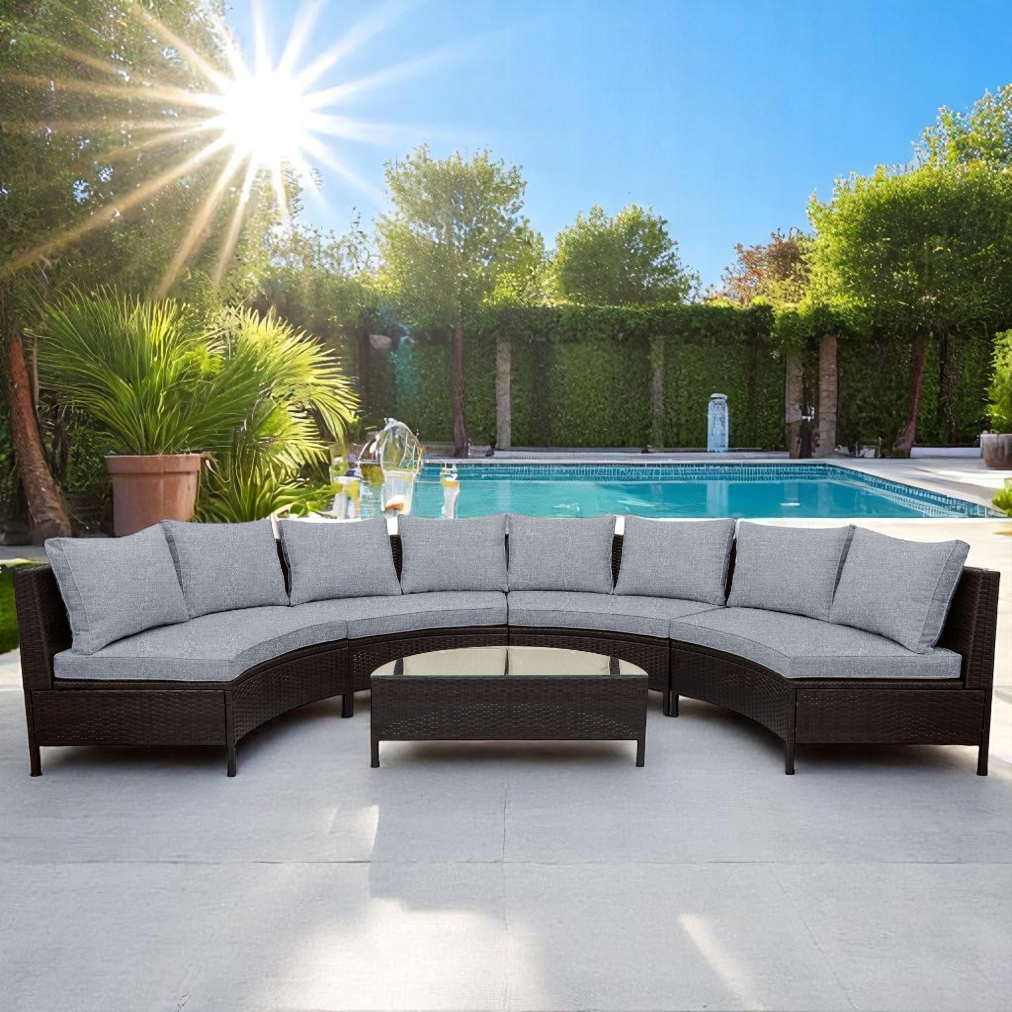 Red Barrel Studio Nooriyah Curved Outdoor Conversation Set & Reviews ...