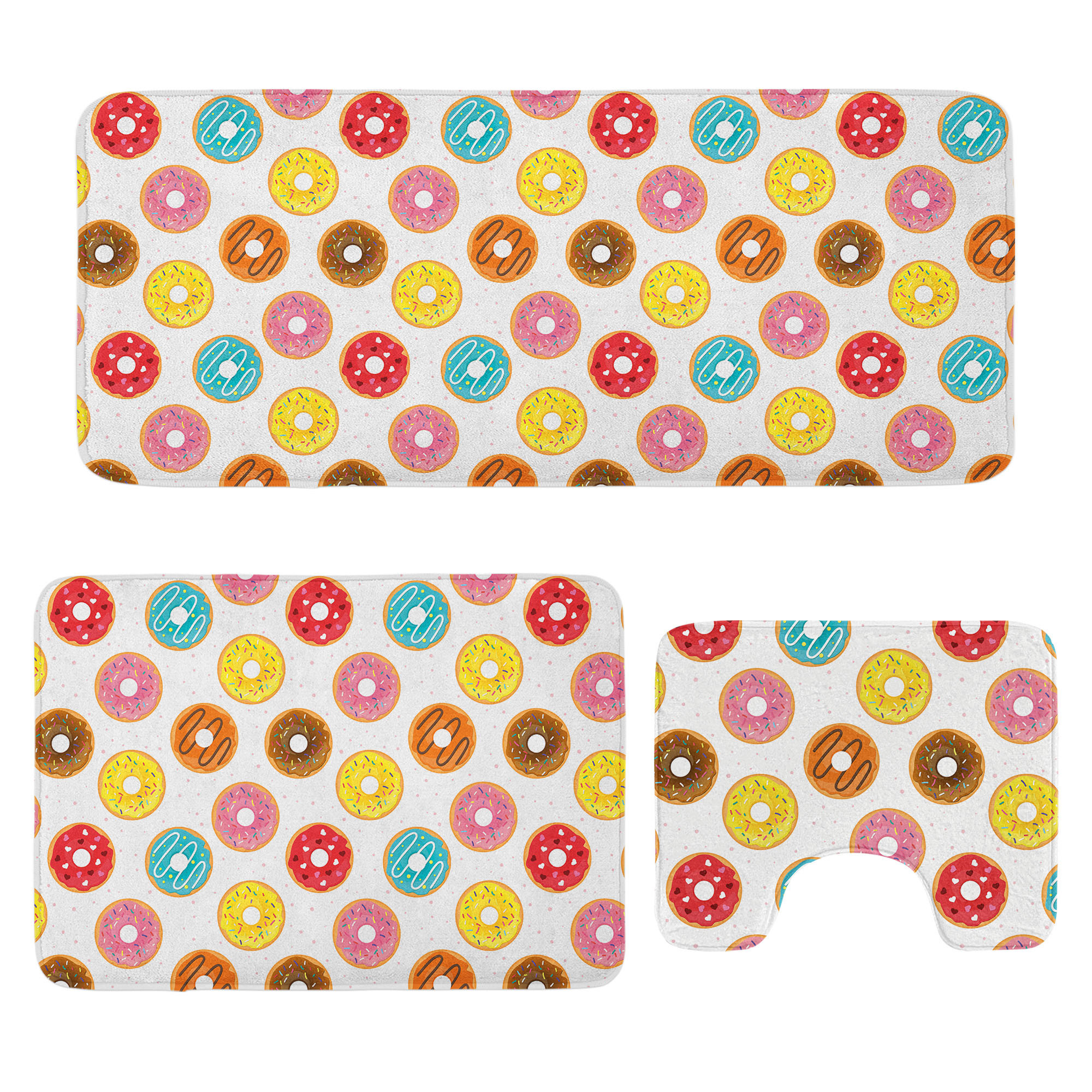 East Urban Home Donut Bathroom Rug Set 3 Pieces U-Shape & Rectangle ...