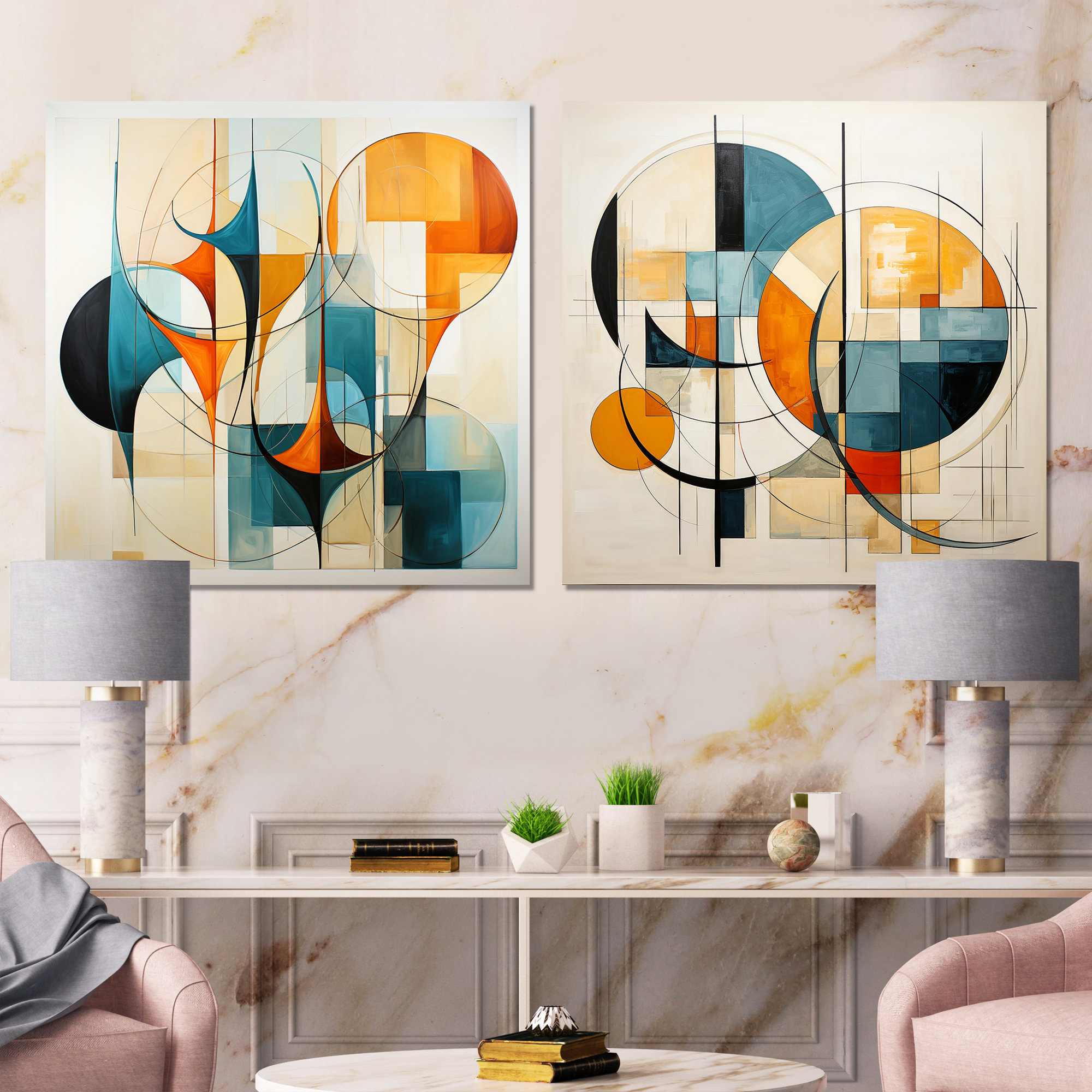 George Oliver Colorful Mid Century Dynamic Duality - Abstract Shapes ...