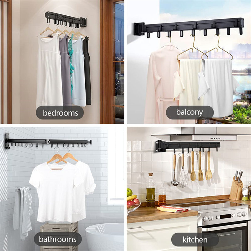 Rebrilliant Aluminum Foldable Wall-Mounted Drying Rack | Wayfair