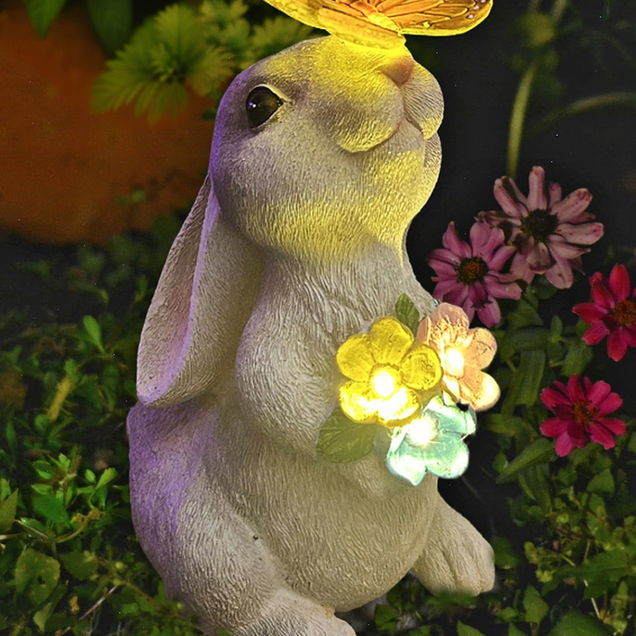 Ophelia & Co. Solar Rabbit Garden Statue - Outdoor Led Decor For Patio ...