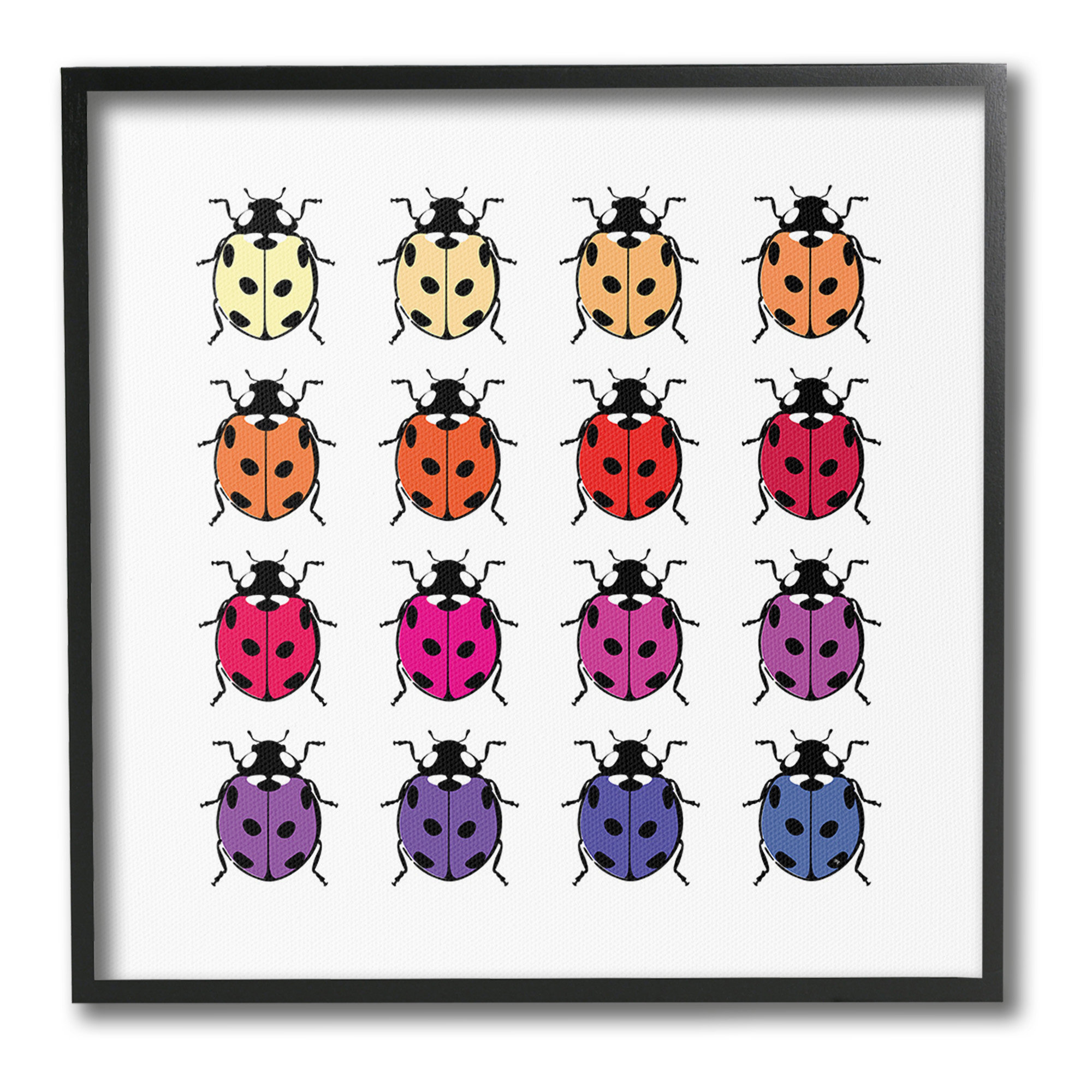 Stupell Industries Rainbow Ladybugs Pattern Framed Giclee Art by ...