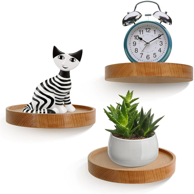 Bungalow Rose Lailey Circle Wood Floating Shelf | Wayfair