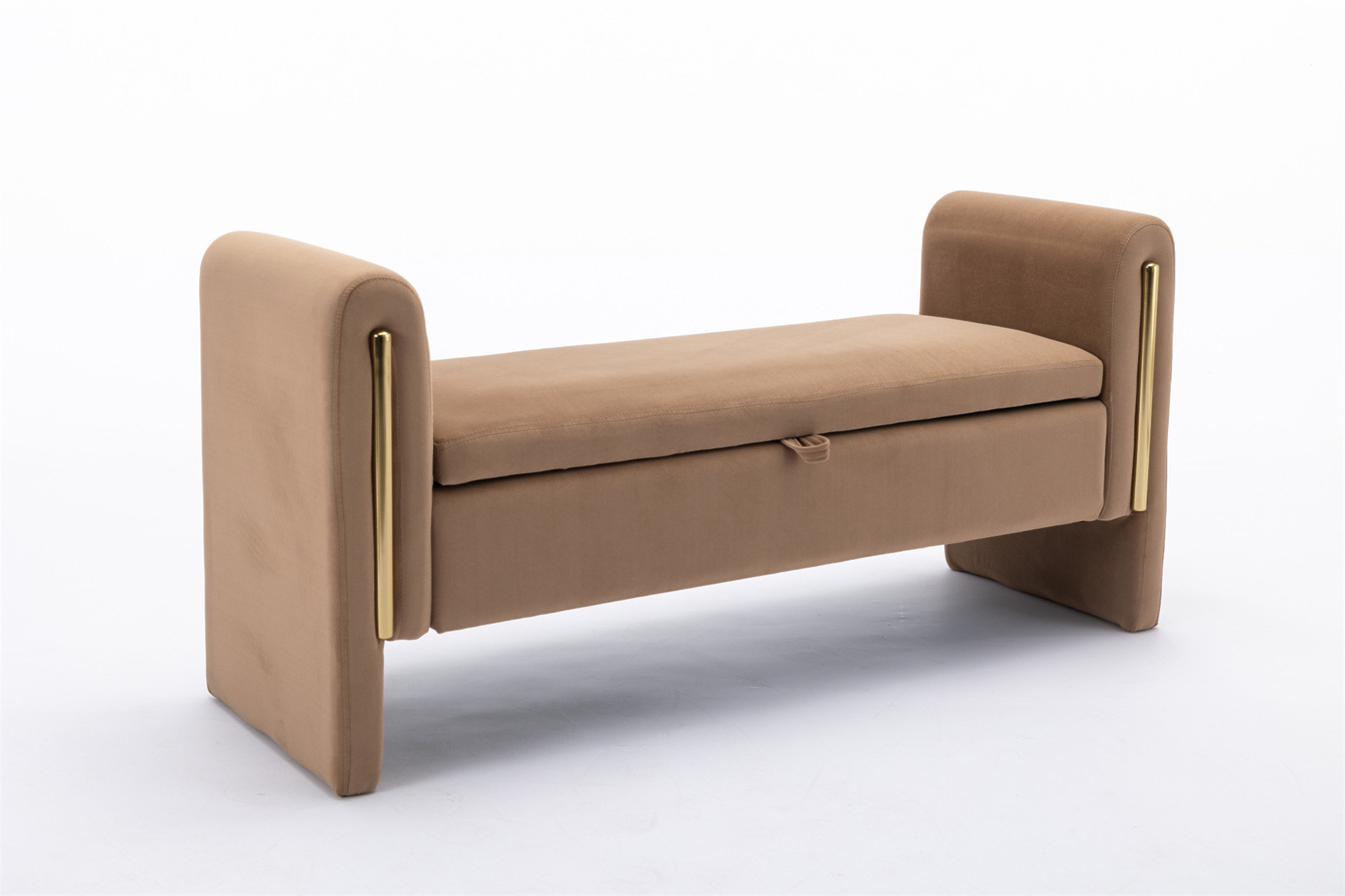 Mercer41 Velvet Fabric Storage Bench Bedroom Bench With Gold Metal Trim ...