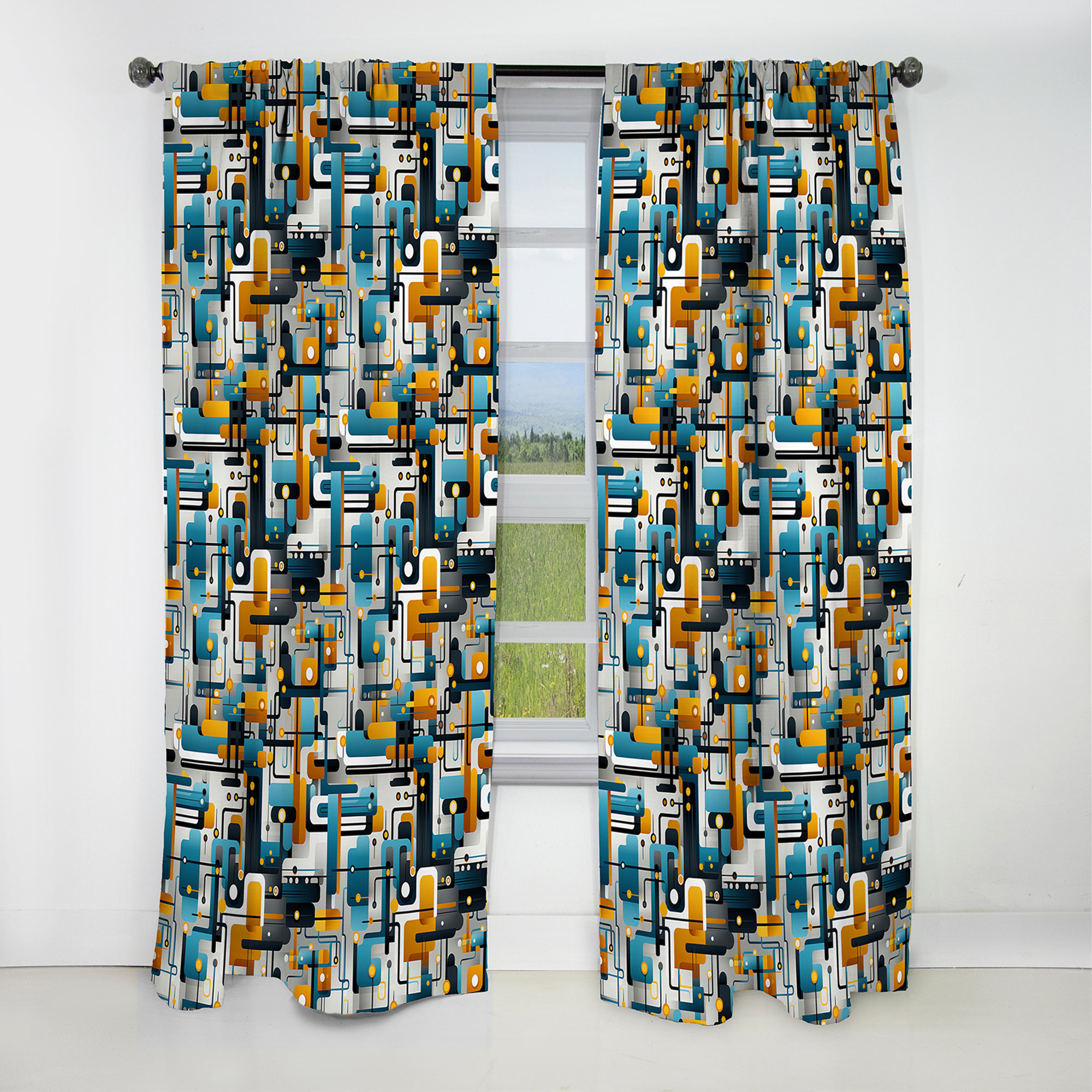 Design Art Blue Industrial Matrix Geometric Reflections I - Abstract ...