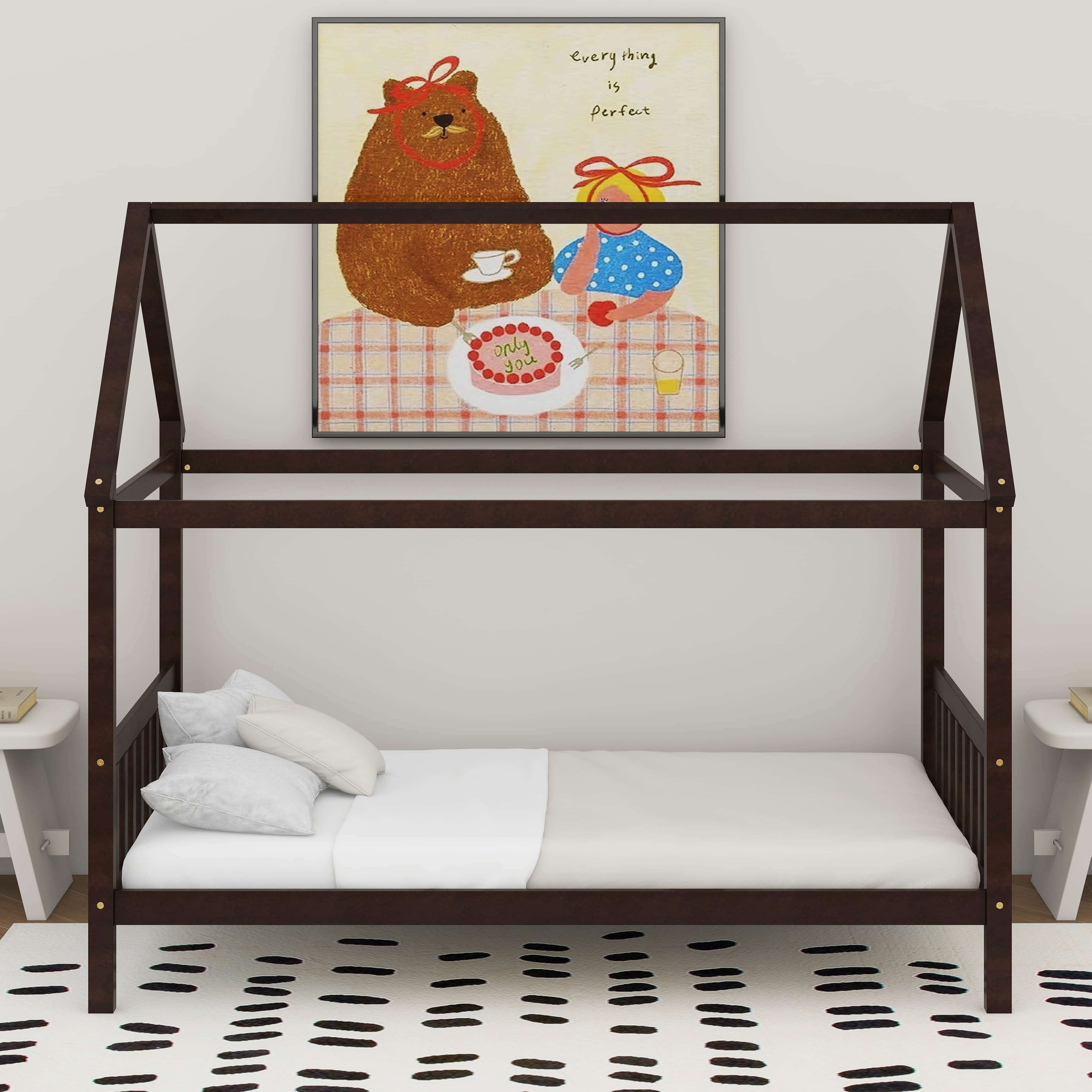 Ophelia & Co. Twin House Bed With Headboard And Footboard, Twin Rubber ...