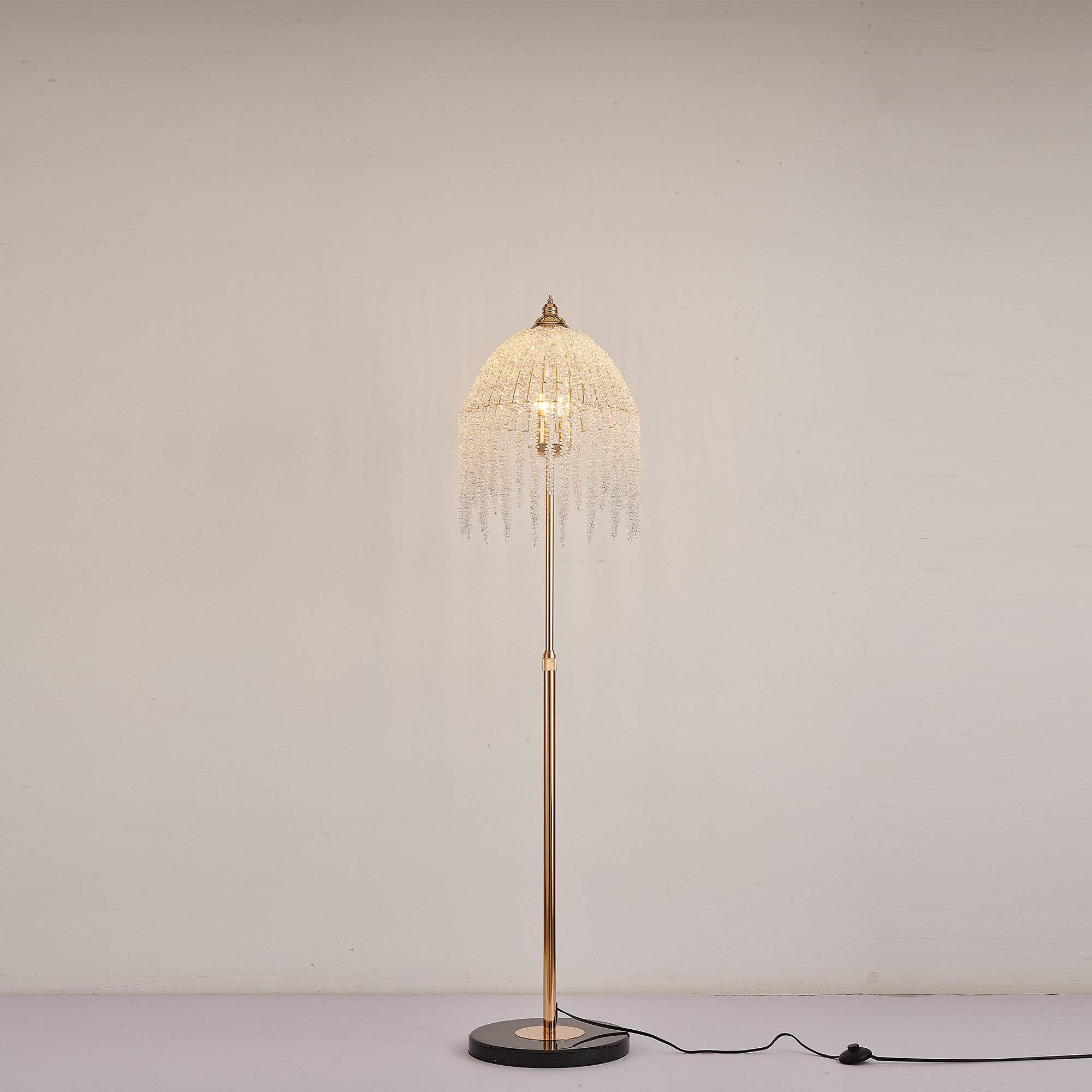 Rosdorf Park Modern Elegance Crystal Floor Lamp, Vintage Waterfall ...