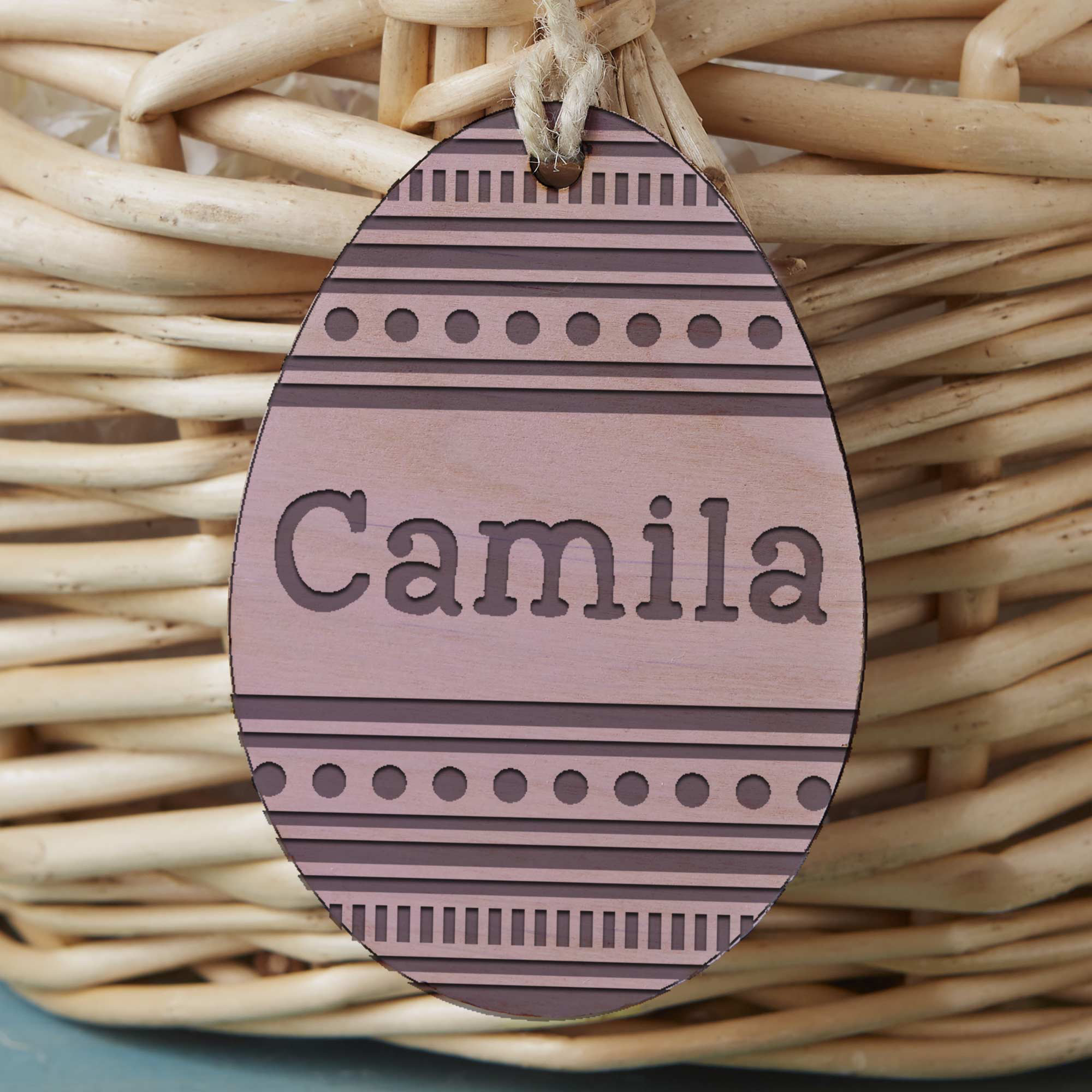 Personalization Mall Easter Egg Name Personalized Wooden Stain Tag ...