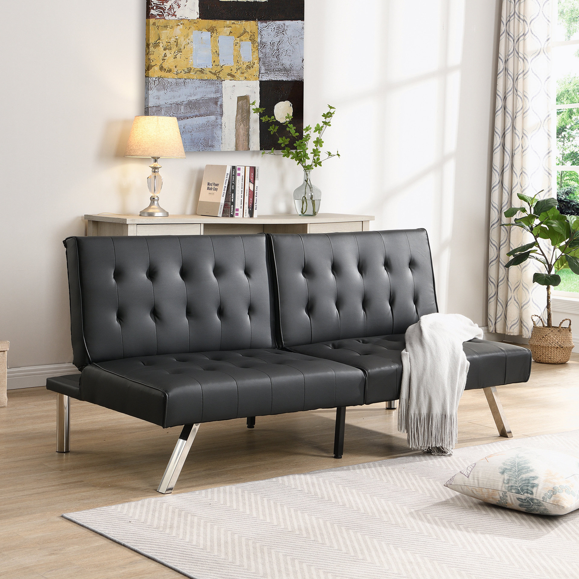 Ebern Designs Jarquavius 66.9'' Faux Leather Armless Loveseat | Wayfair