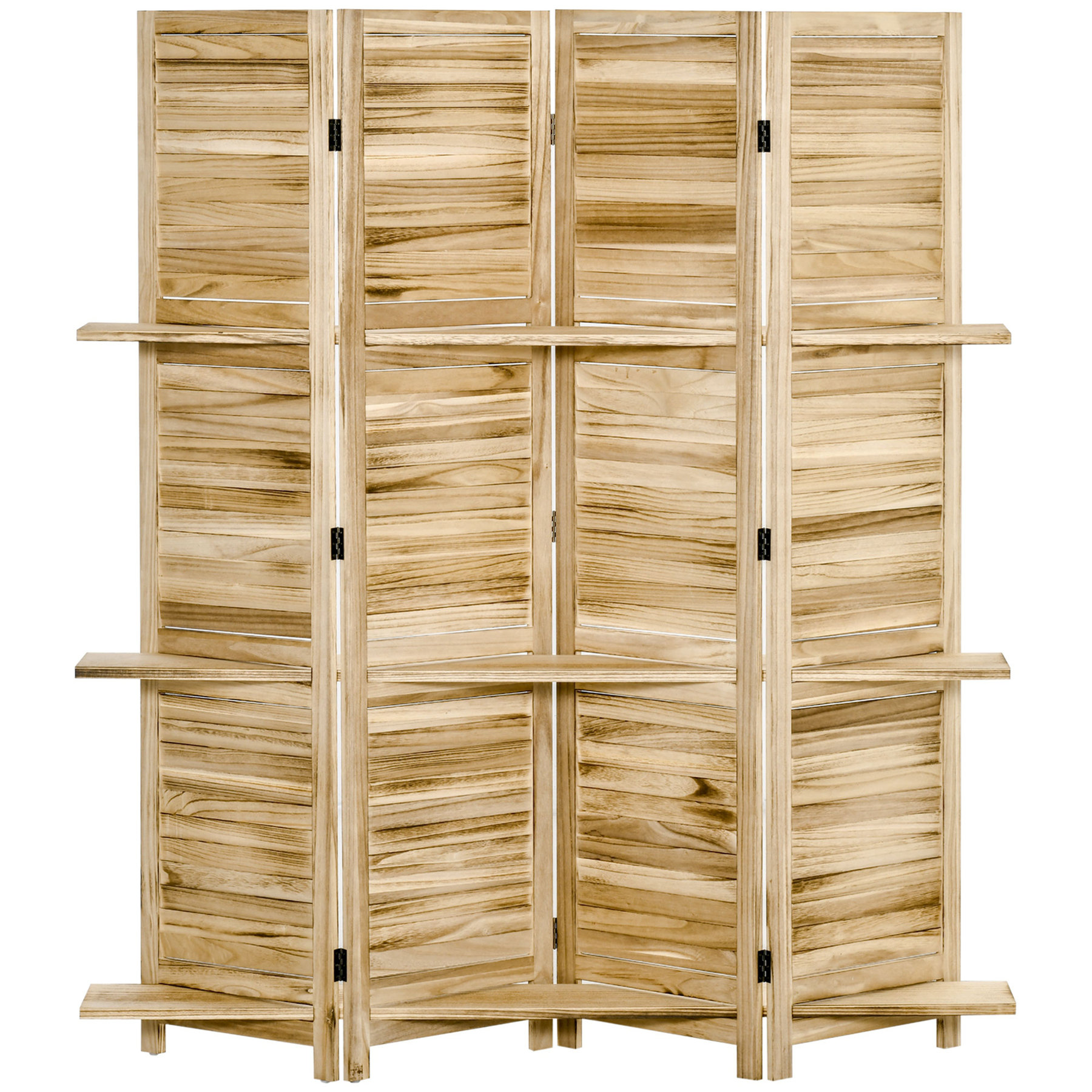 Gracie Oaks Privacy Screen Room Divider with 3 Display Shelves | Wayfair