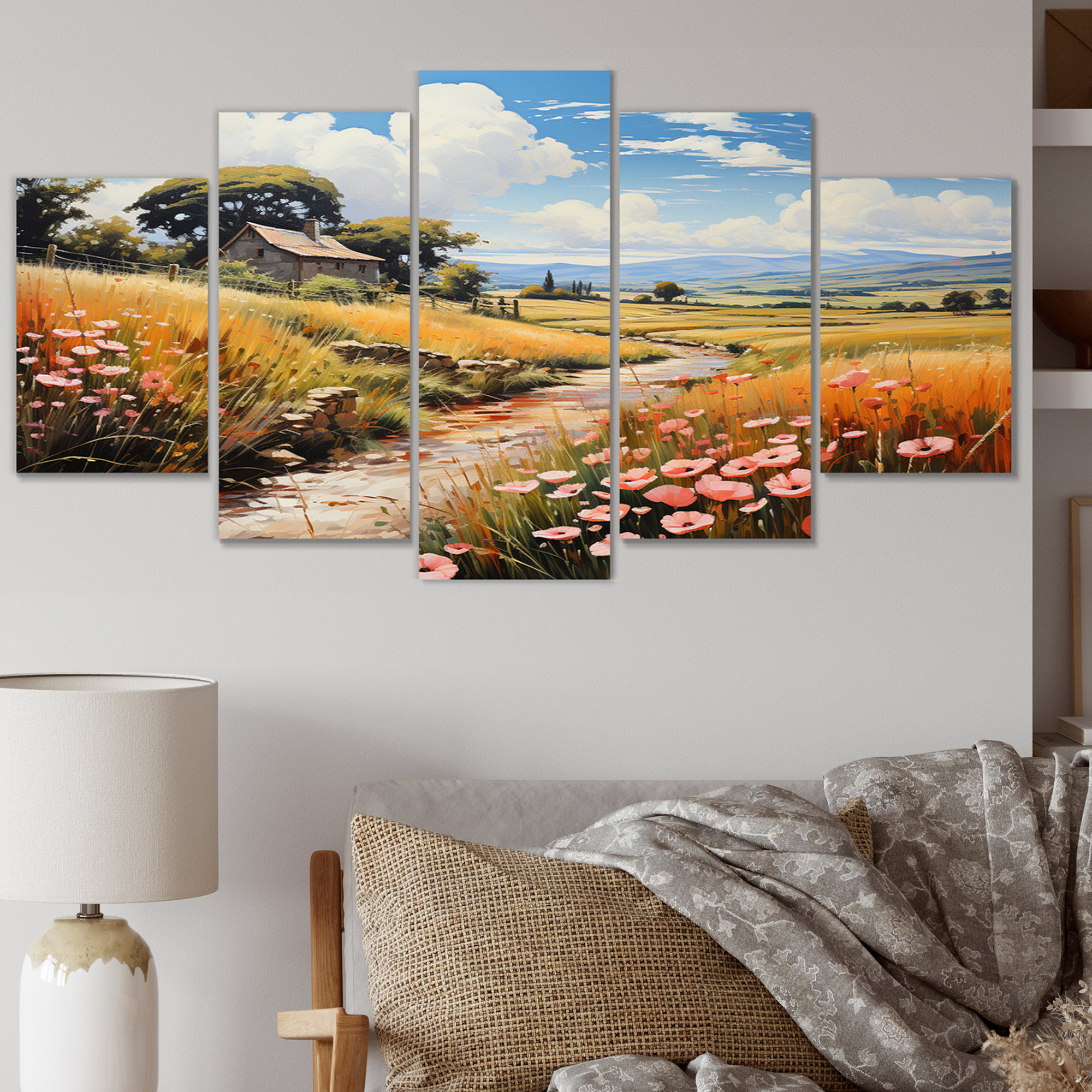 Winston Porter Farm Fauvist Fields I - Farm Wall Art Print - 5 Panels ...