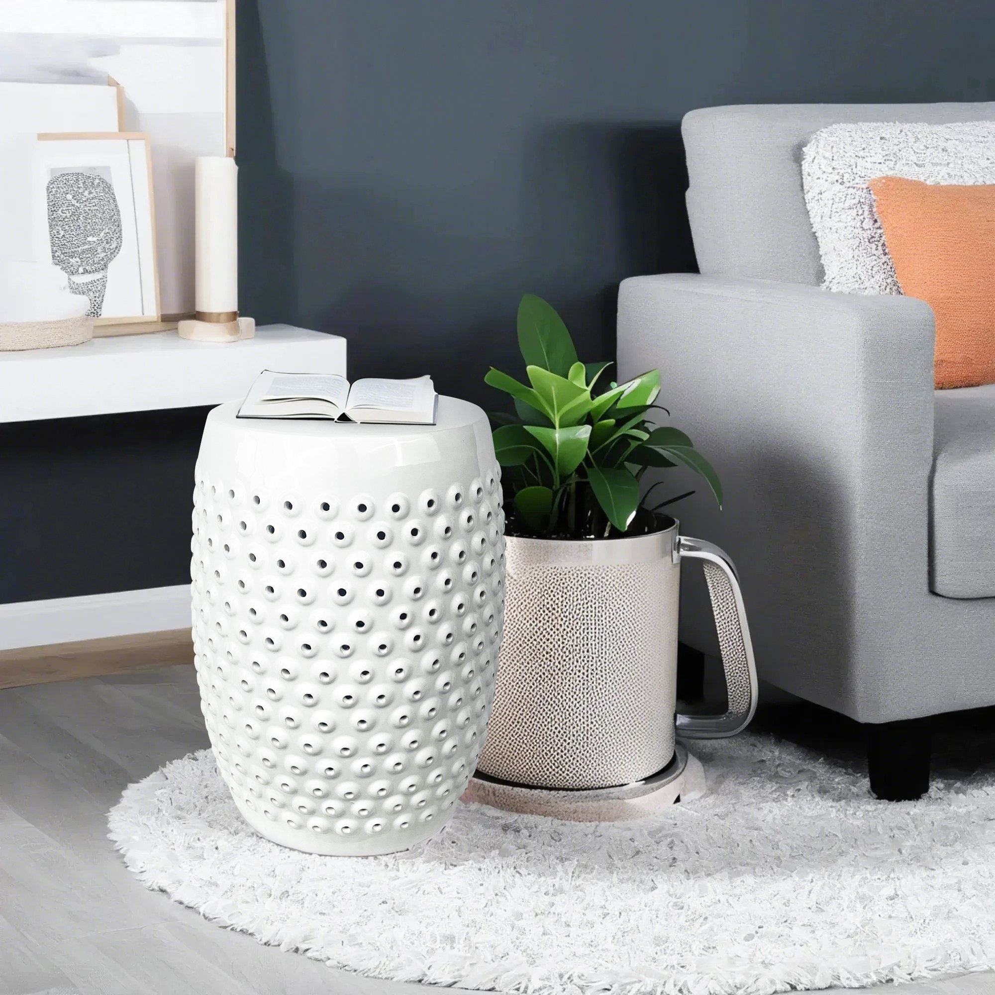 Dakota Fields Honeycomb pinhole ceramic stool - Wayfair Canada